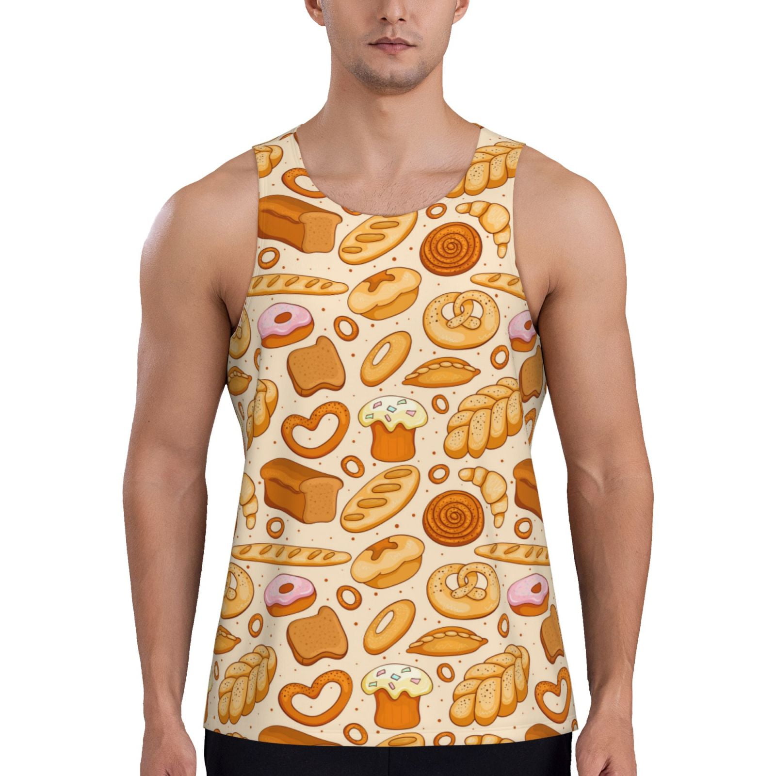 Balery Various Bread Pattern Men's Workout Tank Top Gym Muscle Tee ...