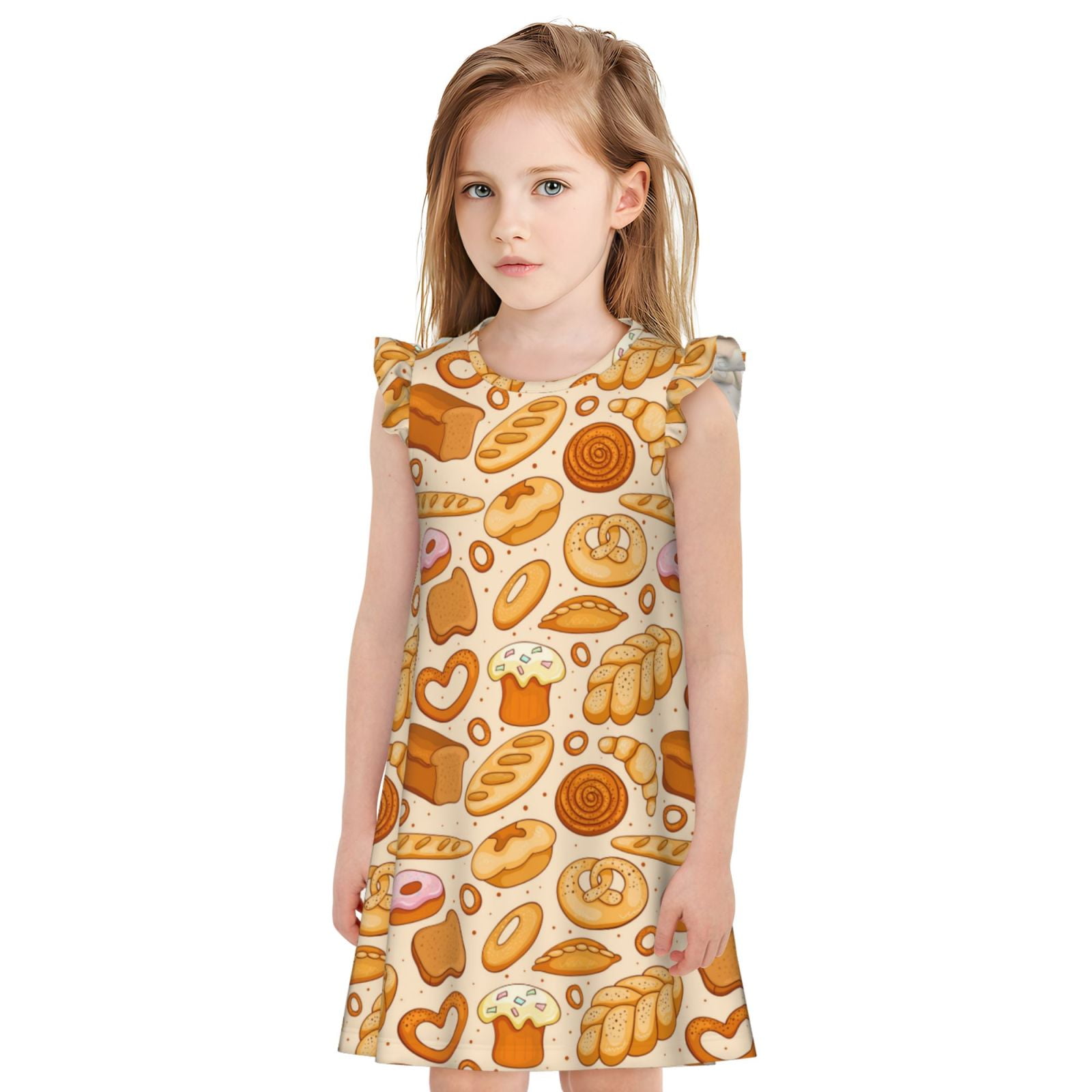 Balery Various Bread Pattern Princess Nightgown for Girls Flutter ...