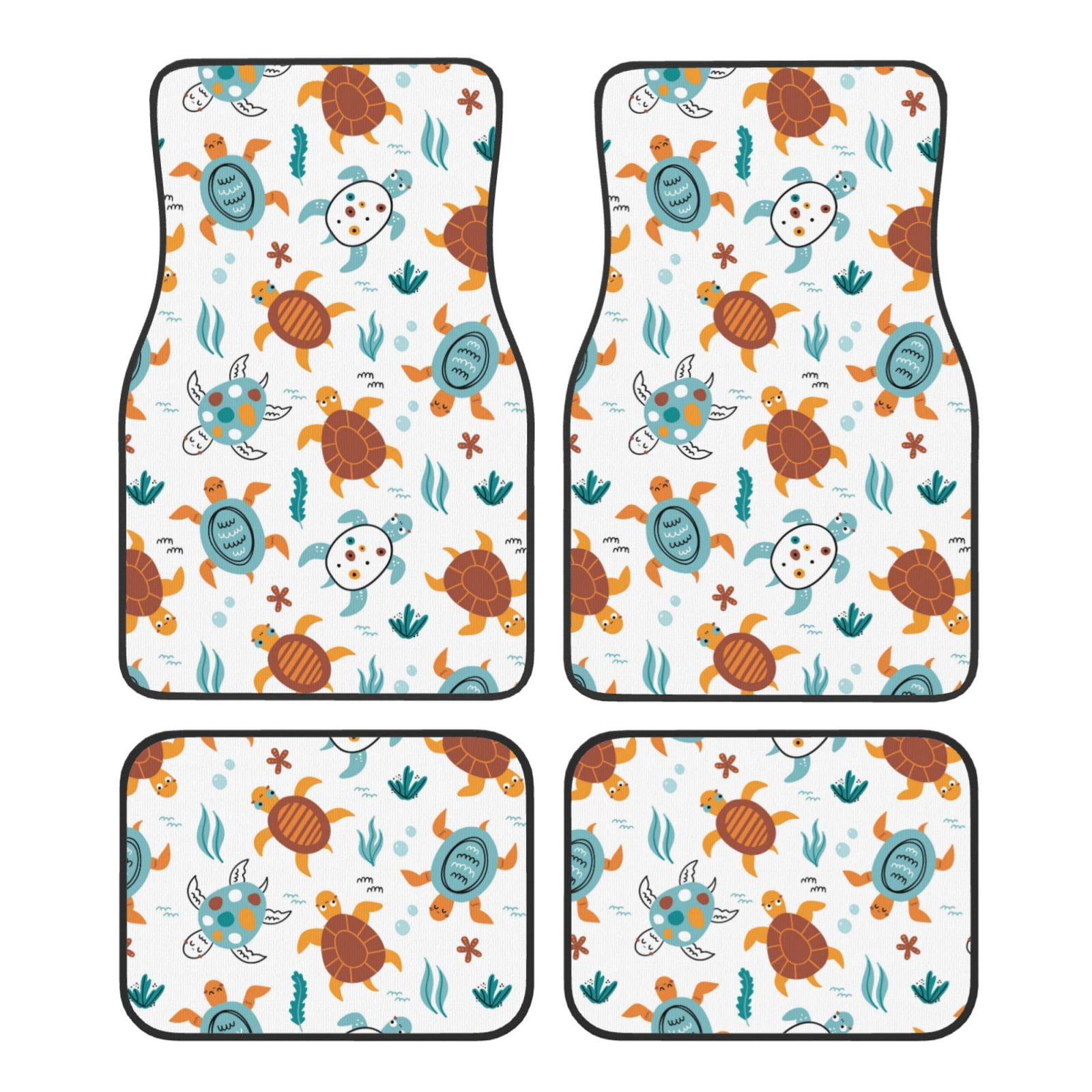 Balery Various Turtle Pattern 4-Piece Floor Mats, Heavy-Duty Rubber ...