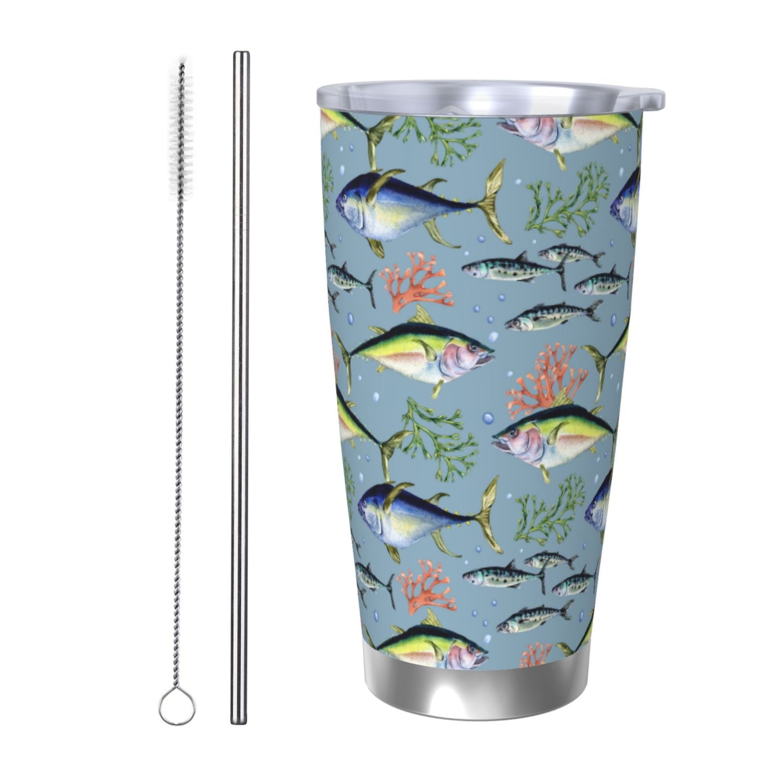 Balery Various Wild Sea Fish Pattern 20oz Insulated Car Cup with Dual ...