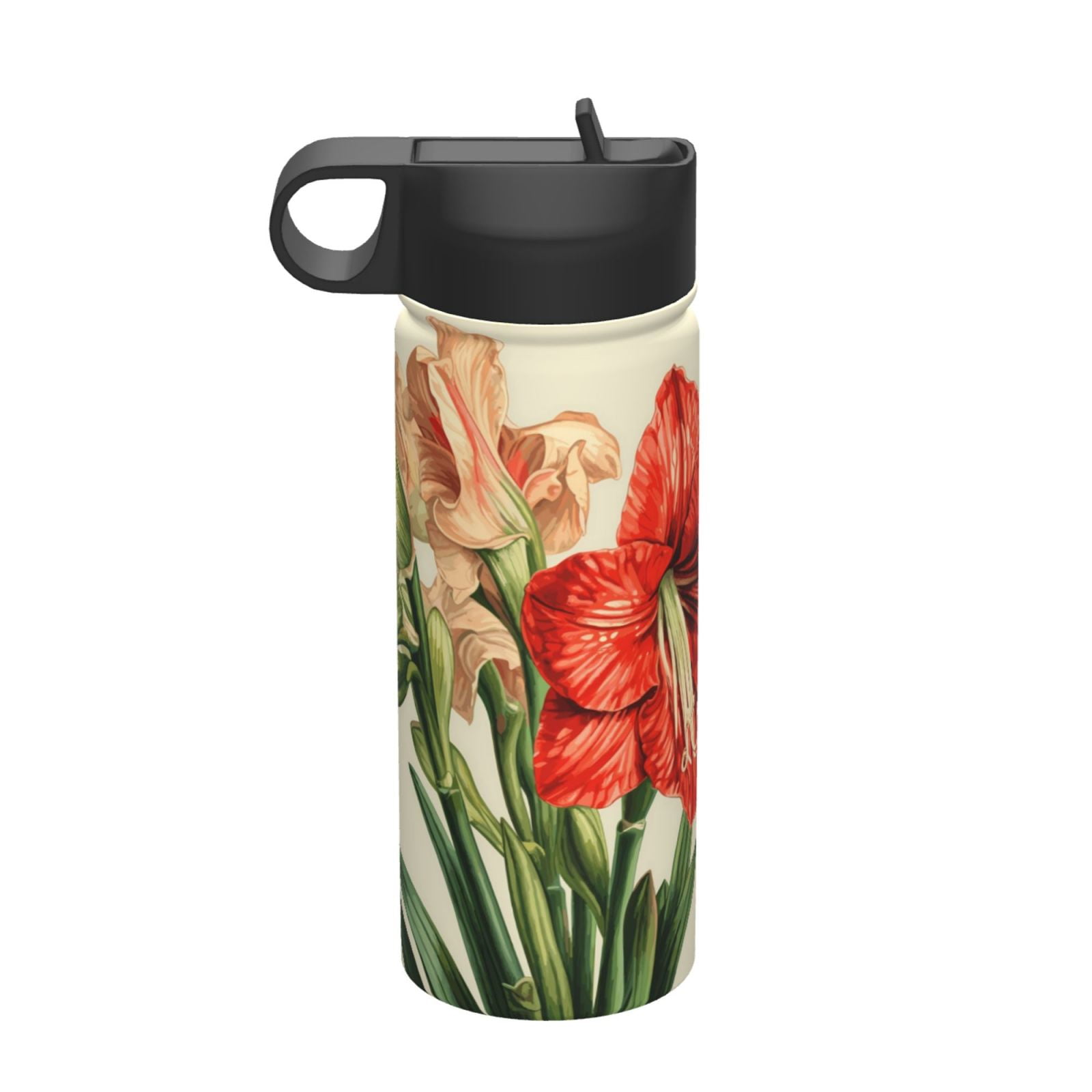 Balery Vibrant Amaryllis Flowers Pattern Water Bottle,18oz Sports ...