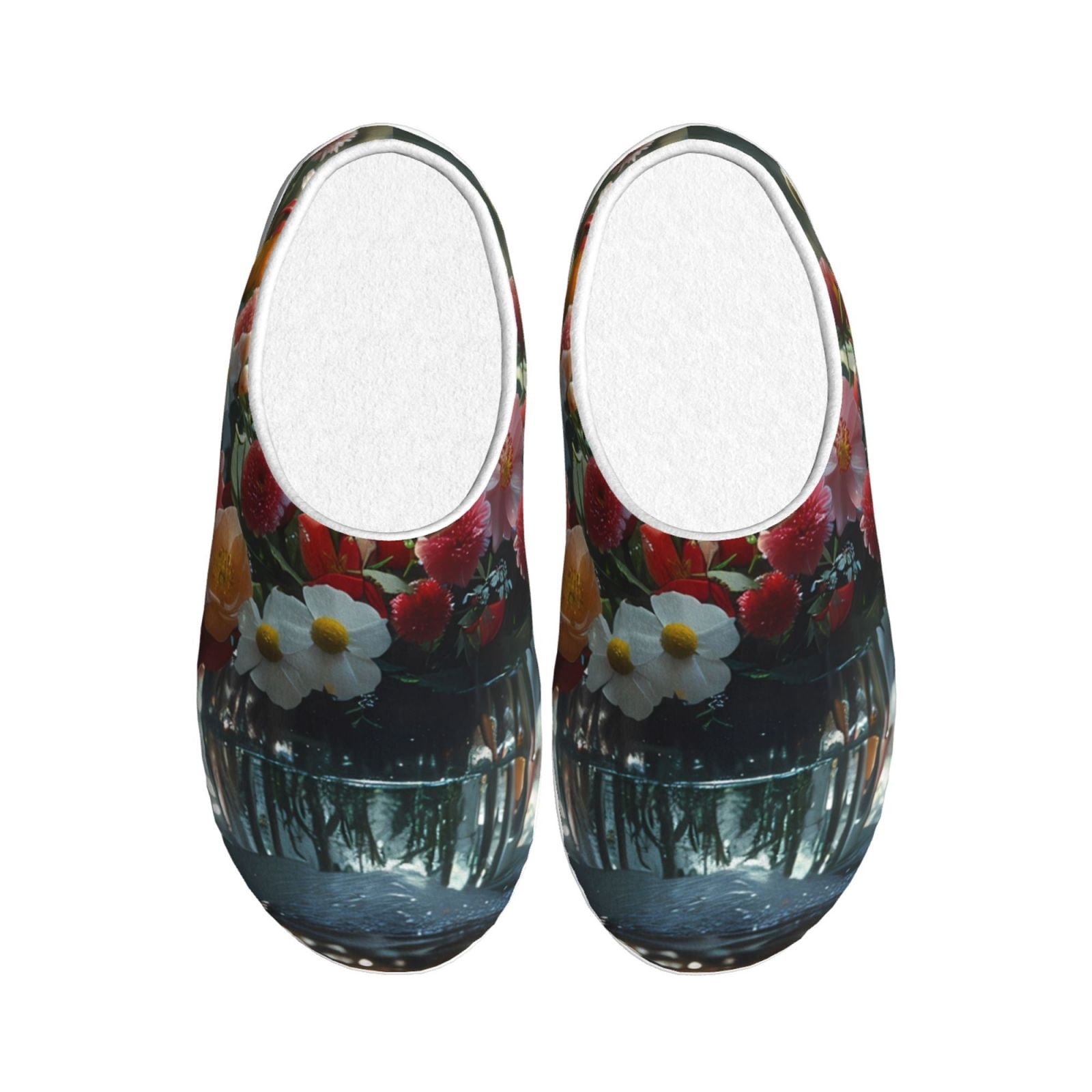 Balery Vibrant Bouquet Waterfall Pattern Women's Fuzzy Memory Foam ...
