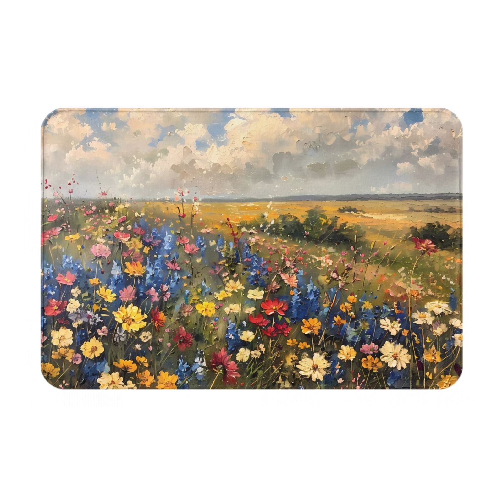 Balery Vibrant Wildflower Meadow Doormat, Durable Flannel Fabric ...
