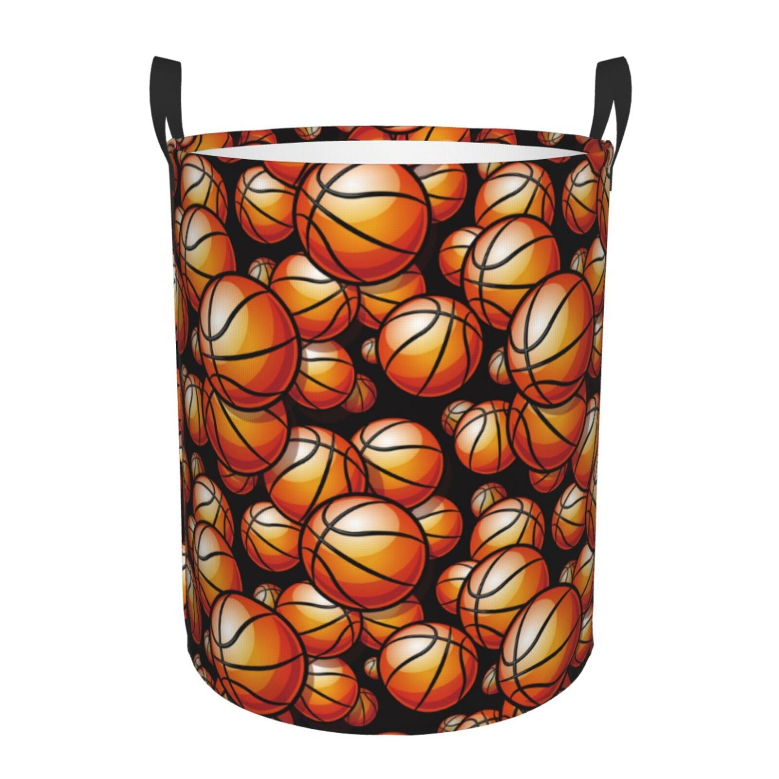 Balery Vintage Basketball Round Laundry Basket with Handles Waterproof ...