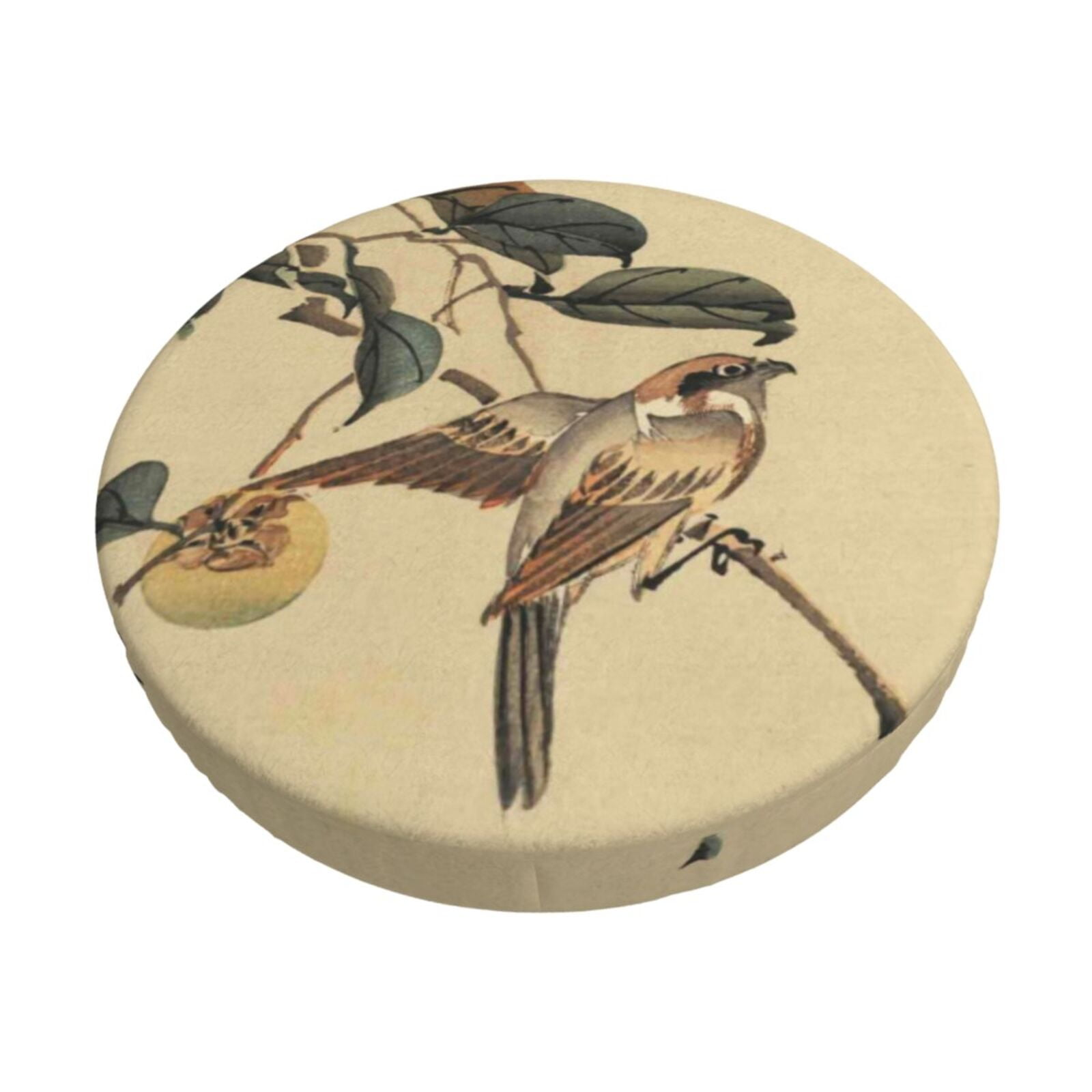 Balery Vintage Bird Round Bar Stool Seat Covers Velvet Fabric ...