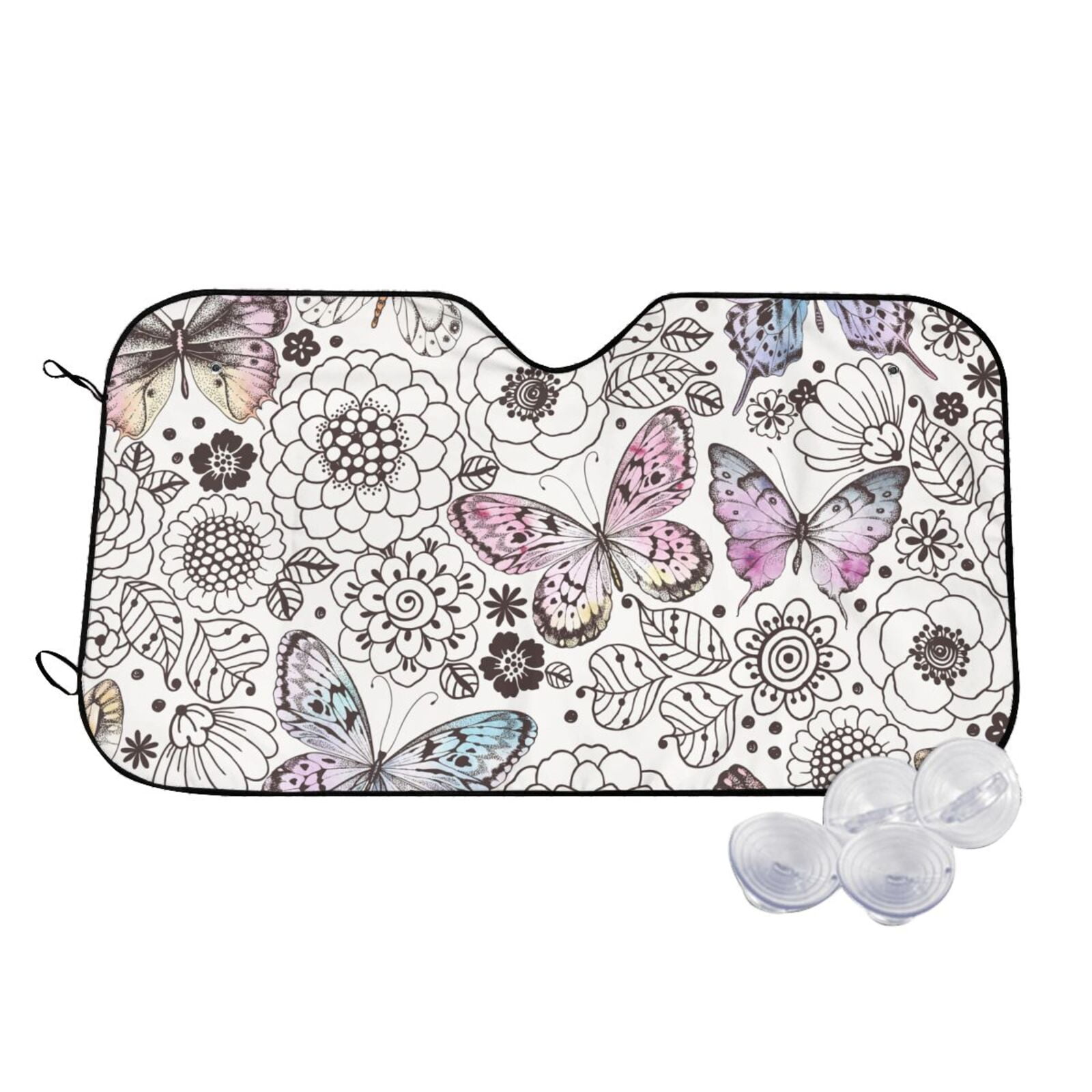 Balery Vintage Butterflies Print Car Windshield Sun Shade,Windshield ...