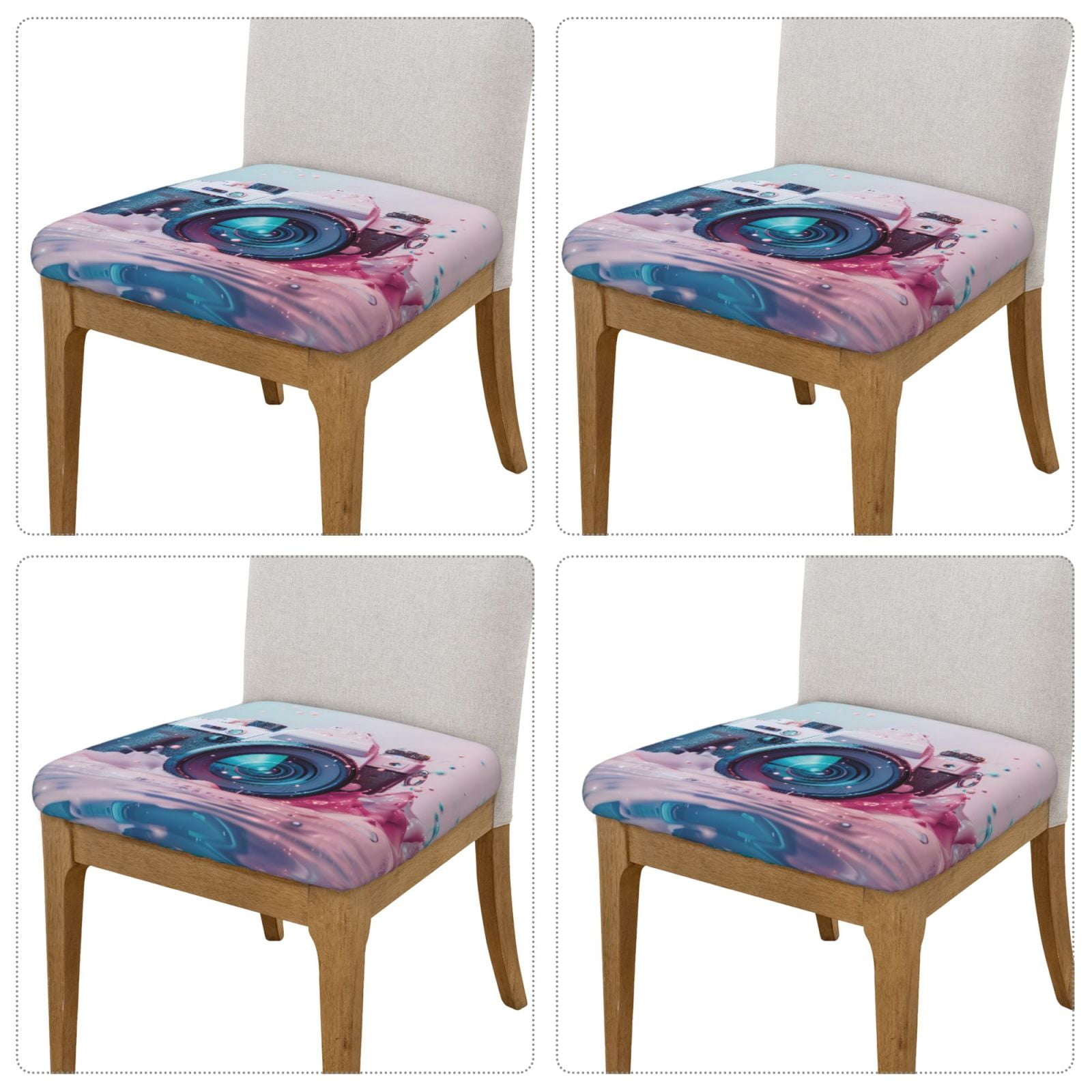 Balery Vintage Camera Splash Art Stretch Couch Cushion Covers ...
