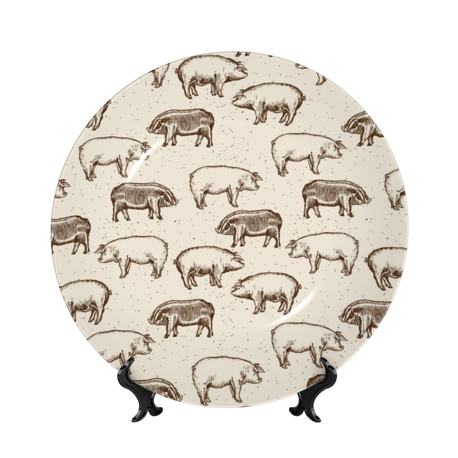 Balery Vintage Farm Pigs Print Bone China Decorative Plate Ceramic ...