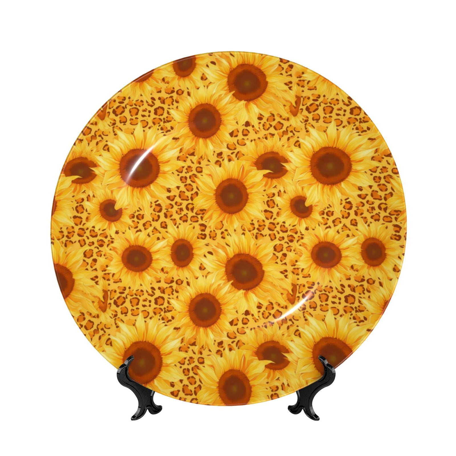Balery Vintage Leopard Print Sunflower Print Bone China Decorative ...