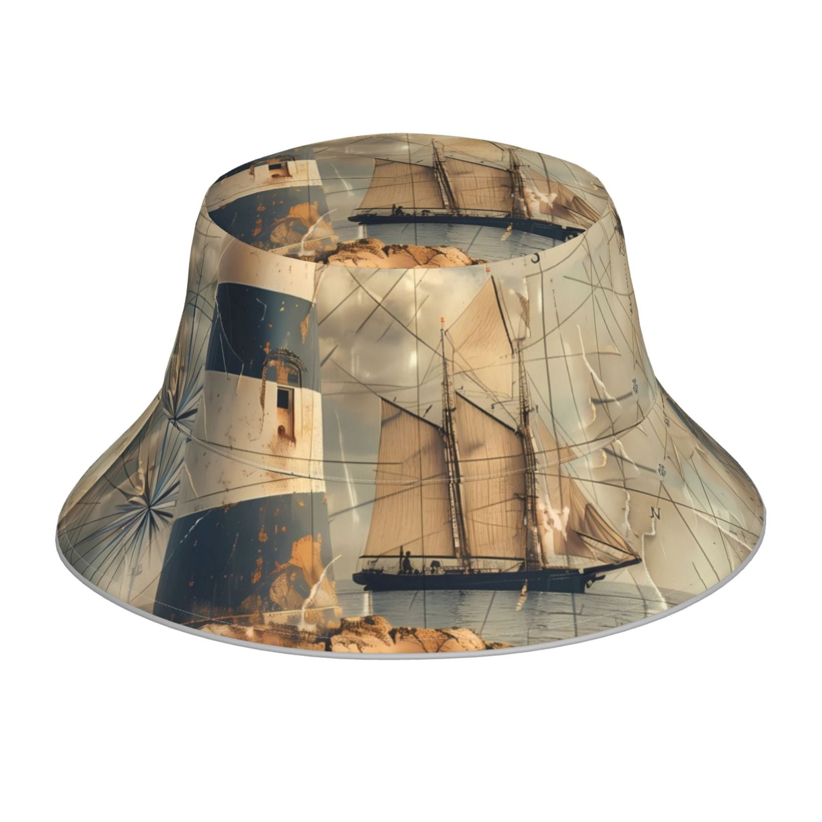 Balery Vintage Nautical Lighthouse Sun Hats for Men Women Bucket Hat ...
