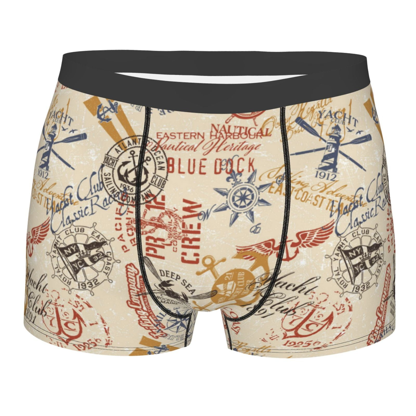 Balery Vintage Nautical Men's Boxer Briefs, Soft and Breathable Cotton ...