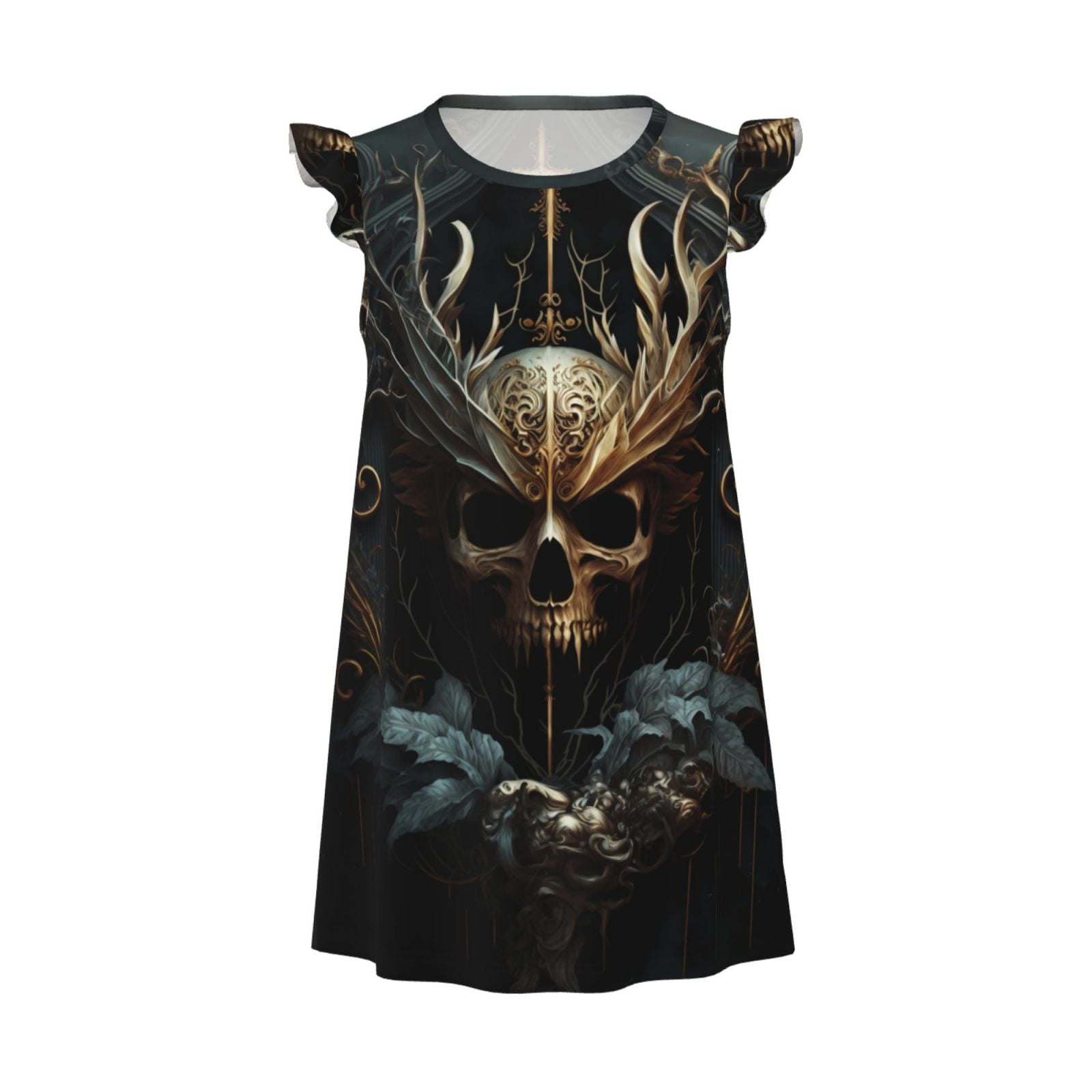 Balery Vintage Ornate Skull Princess Nightgown for Girls Flutter Sleeve ...