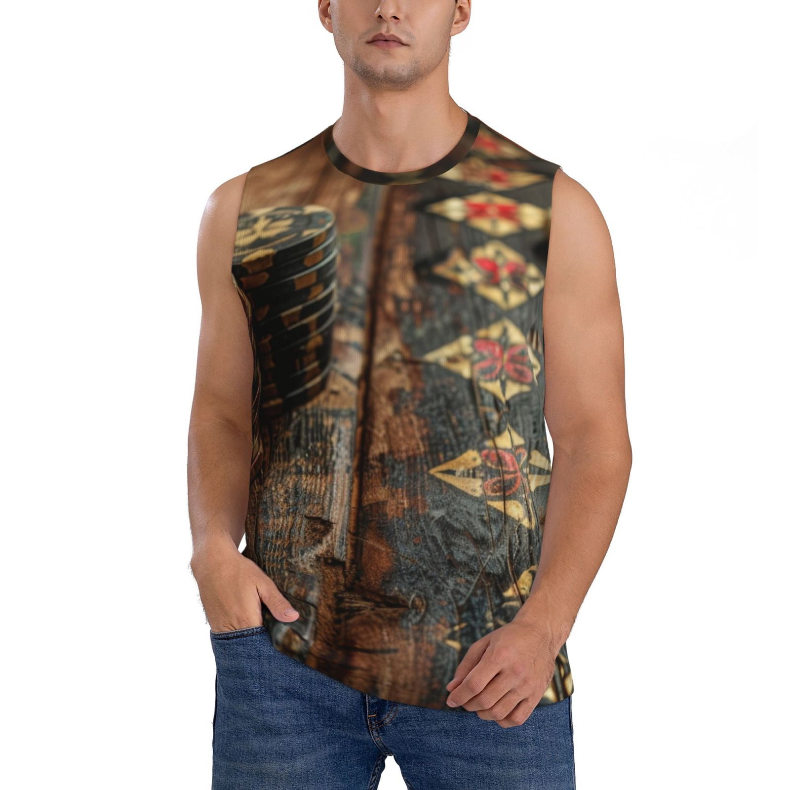 Balery Vintage Poker Chips Men's Sleeveless Muscle Shirts Workout Tank ...
