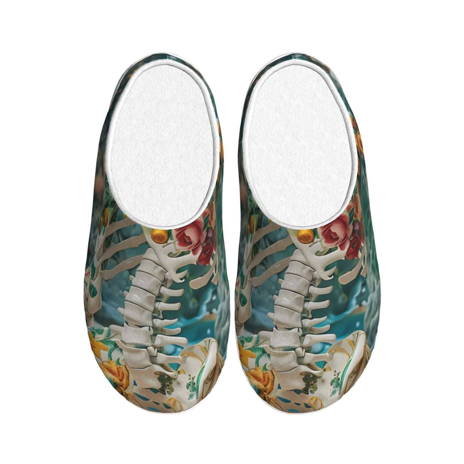 Balery Vintage Print Island Skull Pattern Women's Fuzzy Memory Foam ...