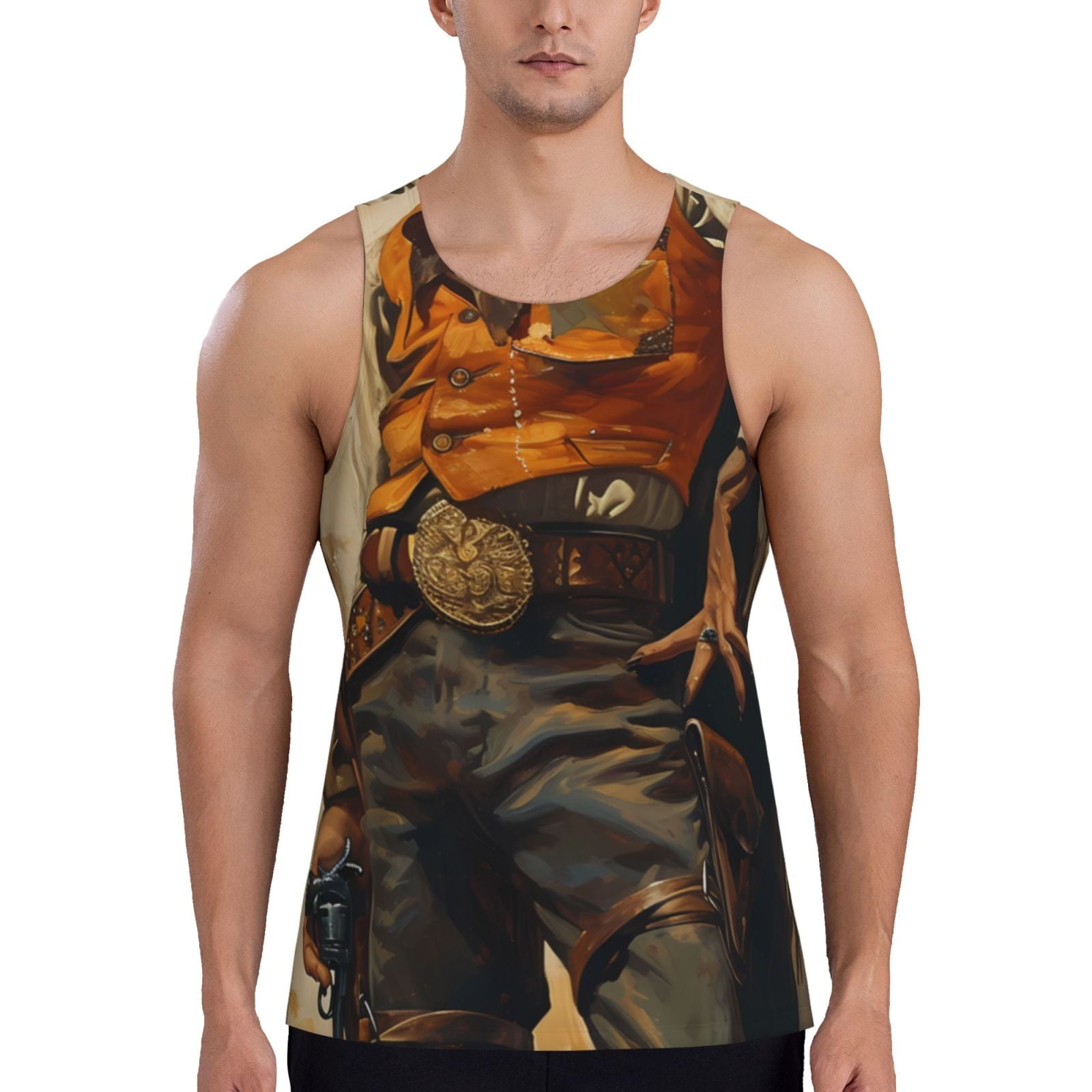 Balery Vintage Style Elk Pattern Men's Workout Tank Top Gym Muscle Tee ...