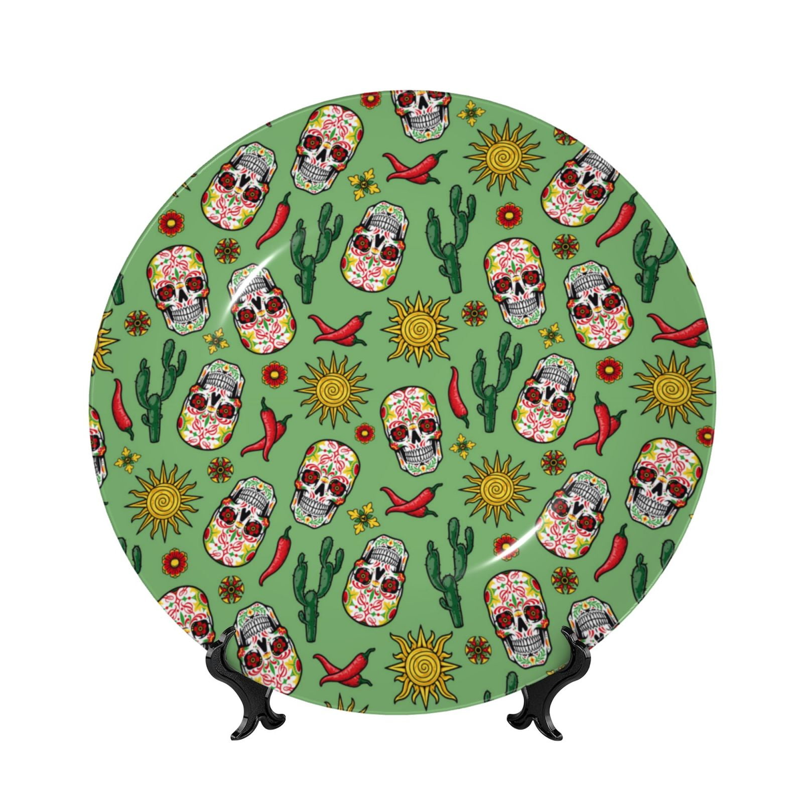 Balery Vintage Sugar Skull Print Bone China Decorative Plate Ceramic ...