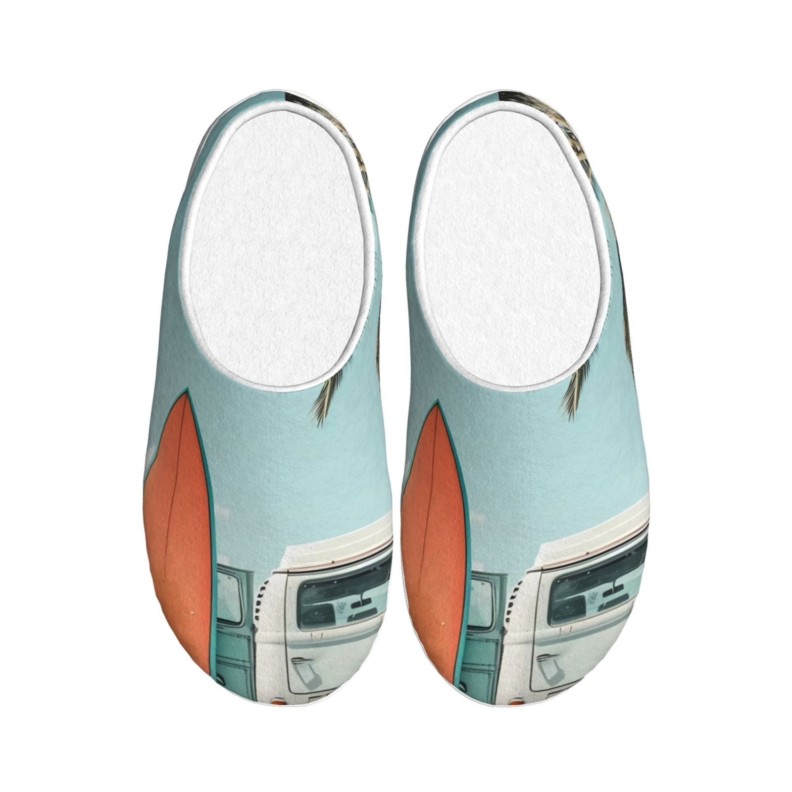 Balery Vintage Surf Van Beach Pattern Women's Fuzzy Memory Foam ...