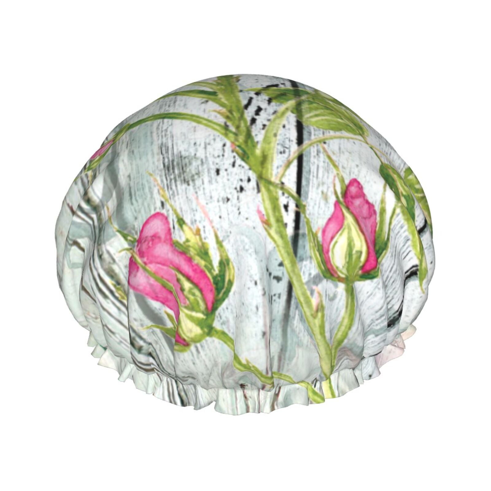 Balery Vintage Wood Background With Floral Shower Caps, Double Layer ...