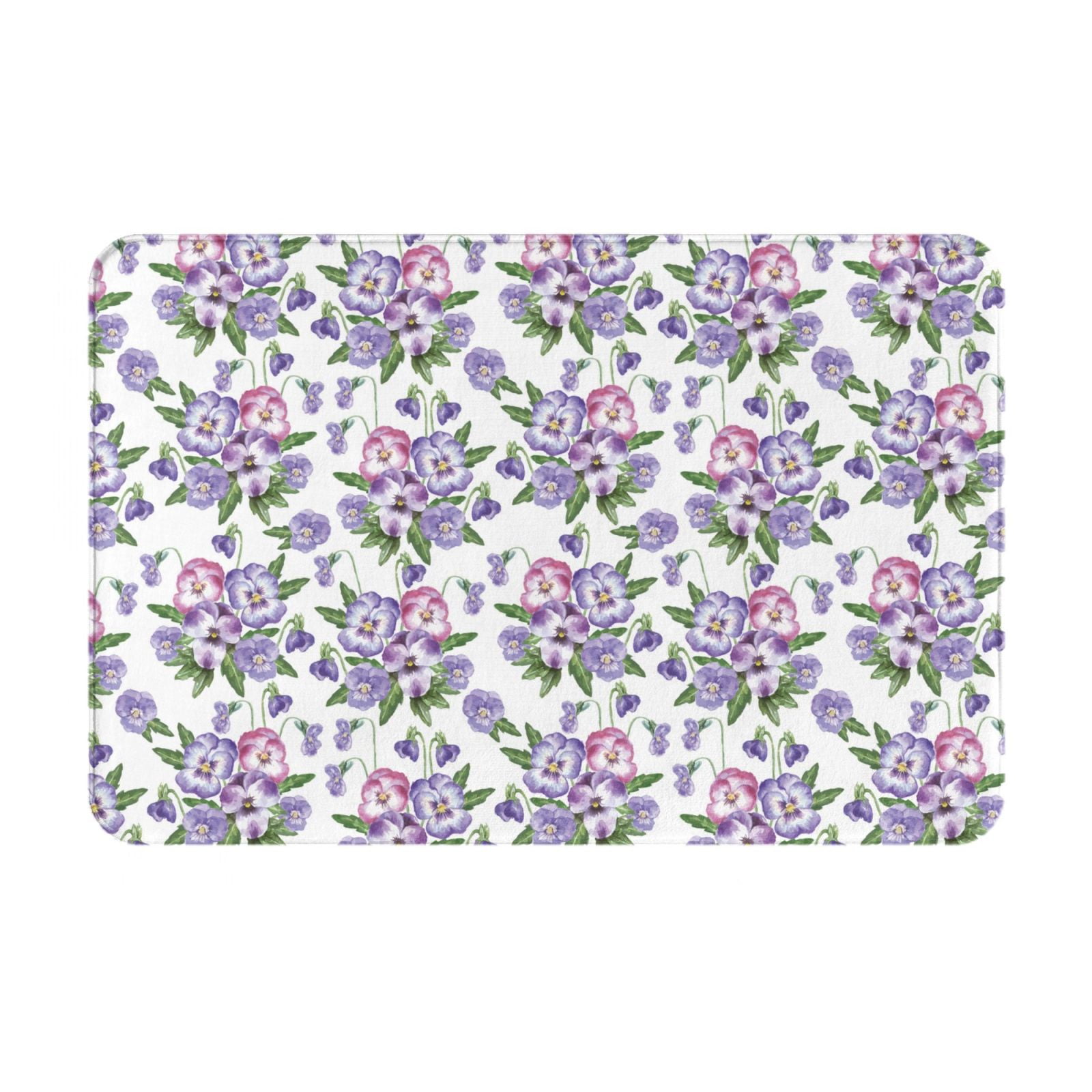 Balery Violets Flowers Doormat, Durable Flannel Fabric, Waterproof ...