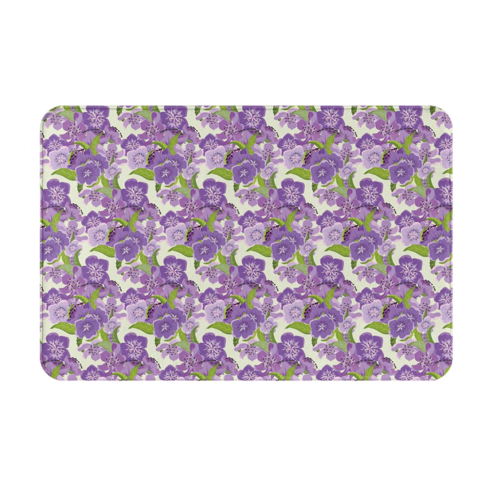 Balery Violets Flowers Doormat, Durable Flannel Fabric, Waterproof ...