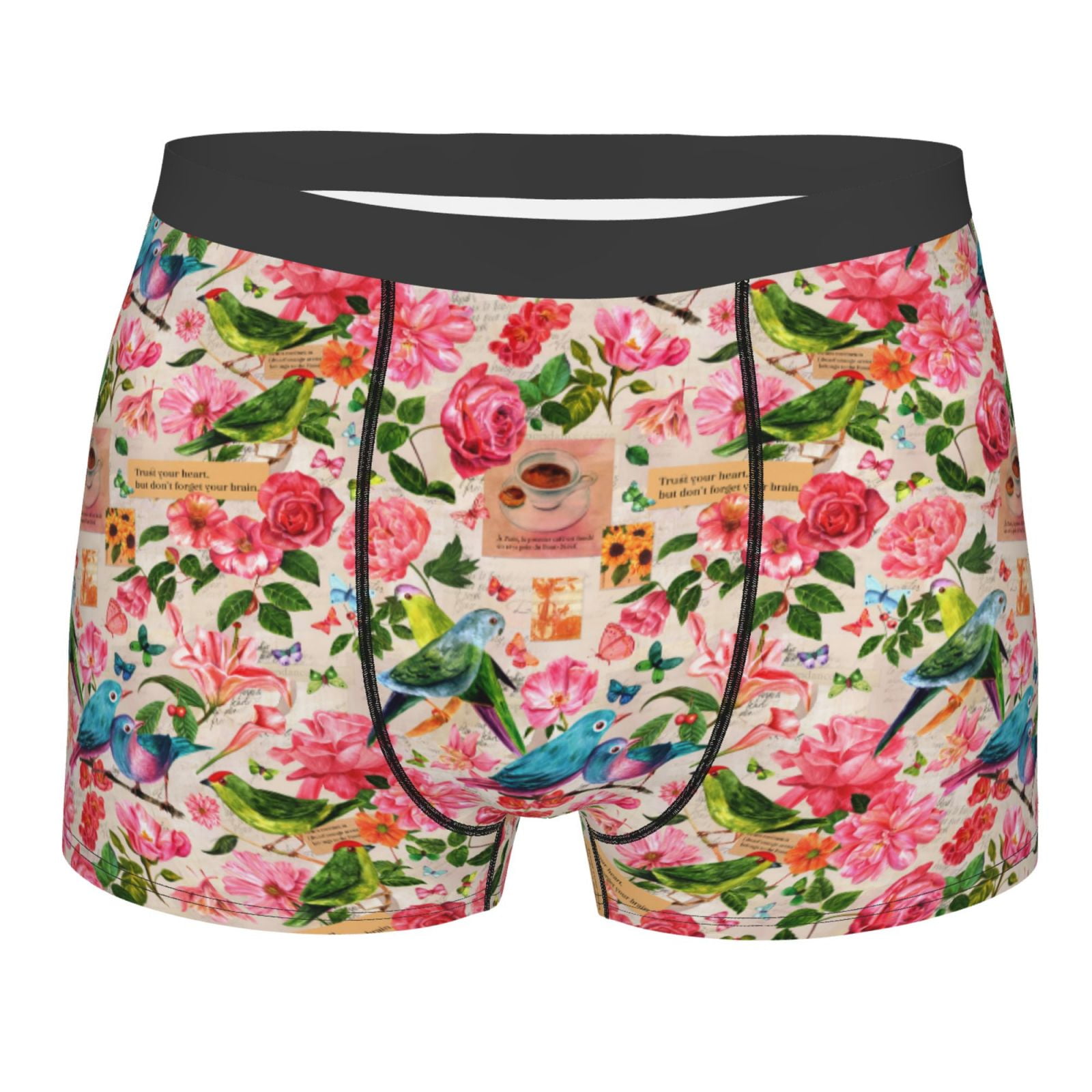 Balery Watercolor Birds Men's Boxer Briefs, Soft and Breathable Cotton ...