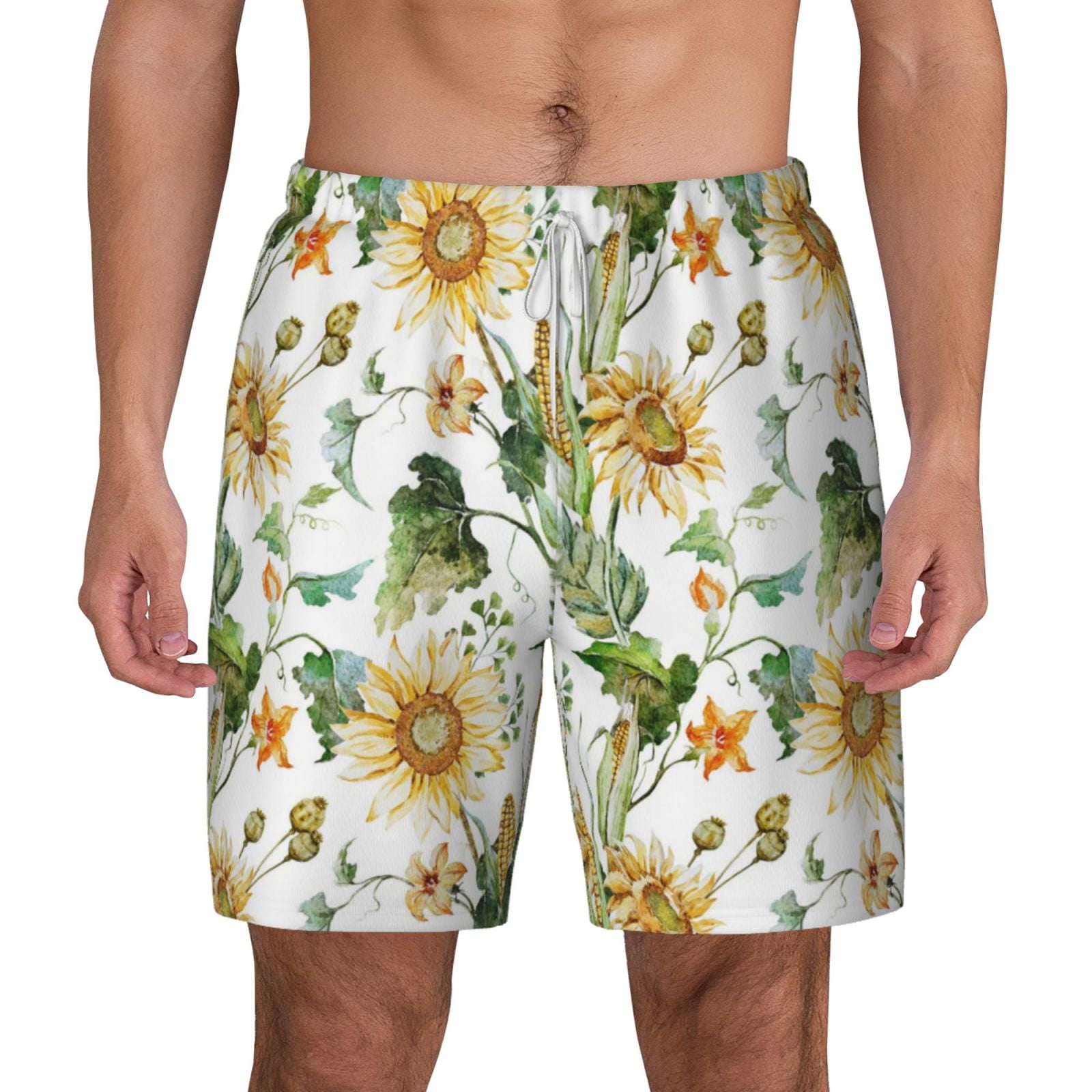 Balery Watercolor Bright Sunflowers Mens Swim Trunks Swim Shorts for ...
