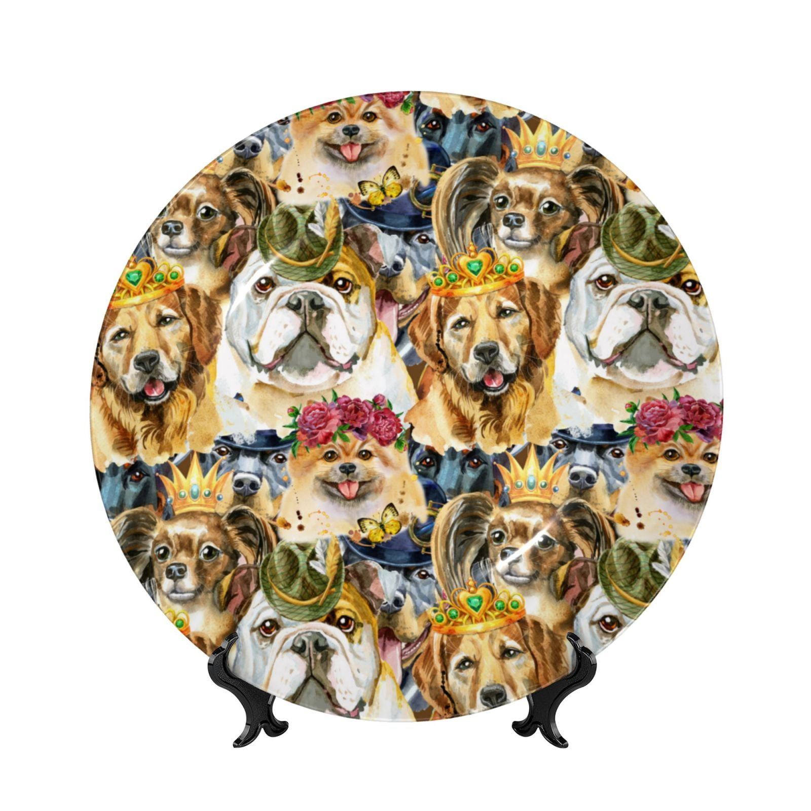 Balery Watercolor Dogs Print Bone China Decorative Plate Ceramic Dinner ...