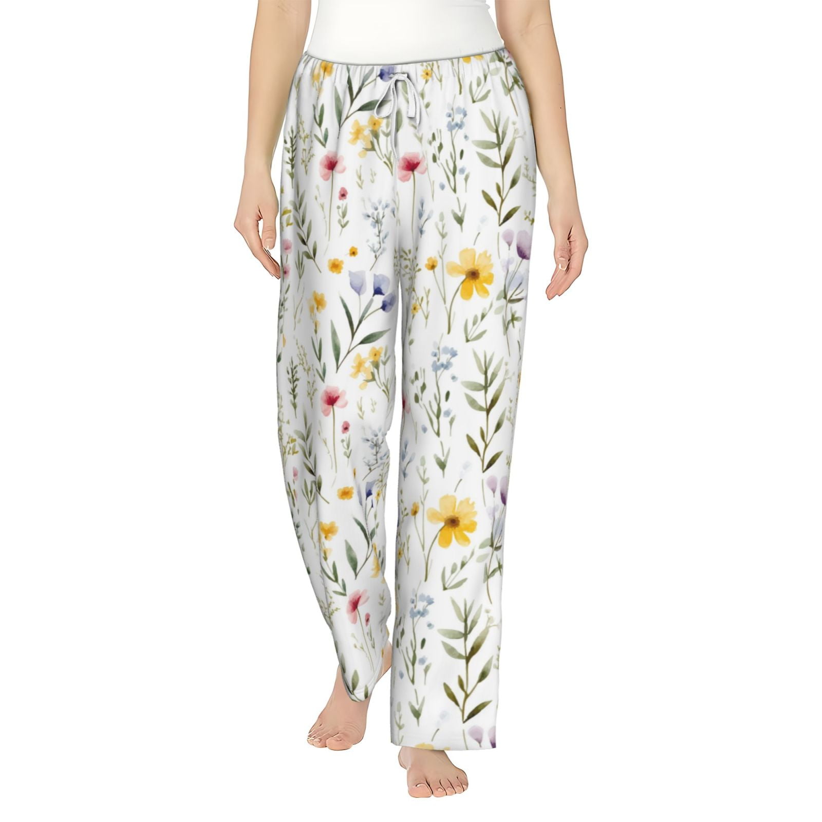 Balery Watercolor Floral A print Women's Pajama Pants,Ultra Lightweight ...
