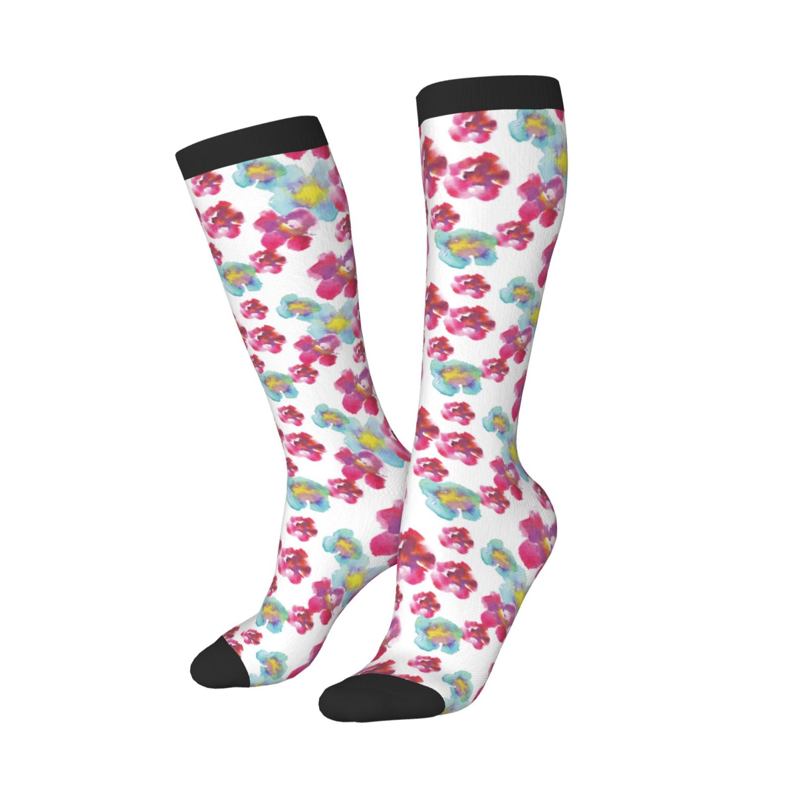Balery Watercolor Flowers Printed Novelty Socks Men's Women's Crew ...