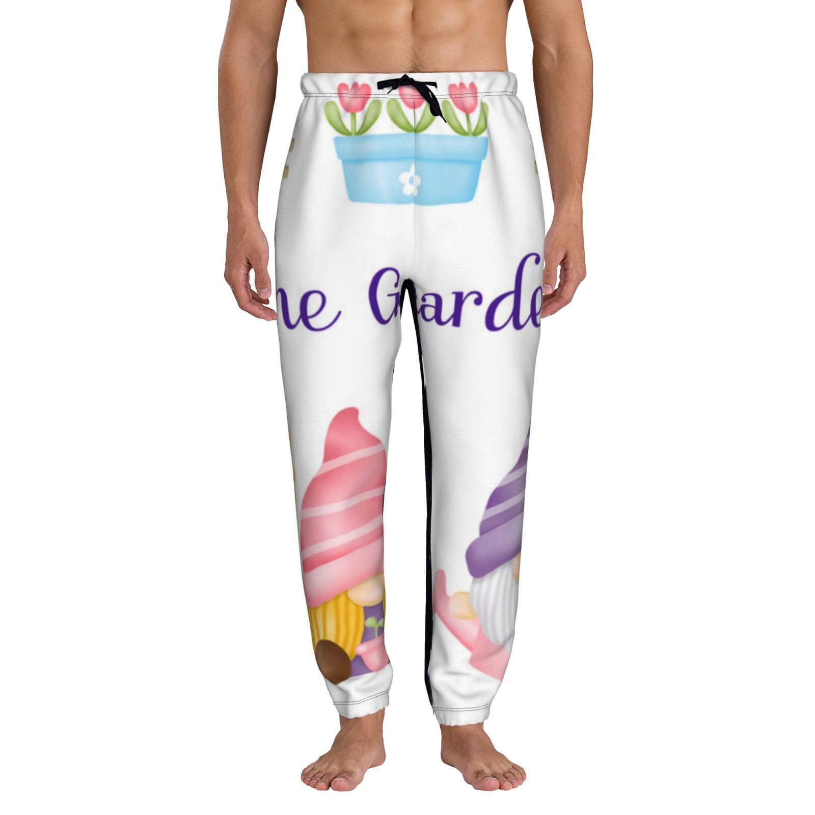 Balery Watercolor Gnome Garden Pattern Joggers for Men Athletic Workout ...