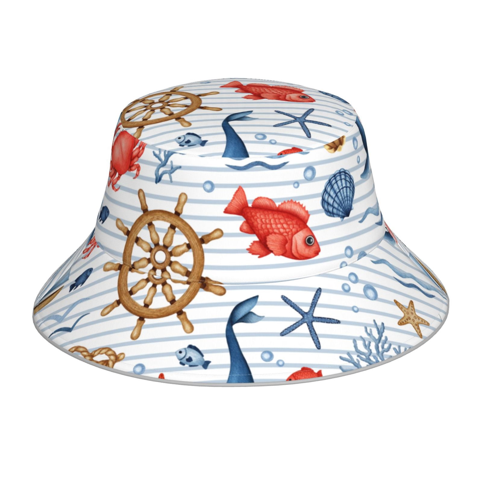 Balery Watercolor Nautical Sun Hats for Men Women Bucket Hat UPF 50 ...