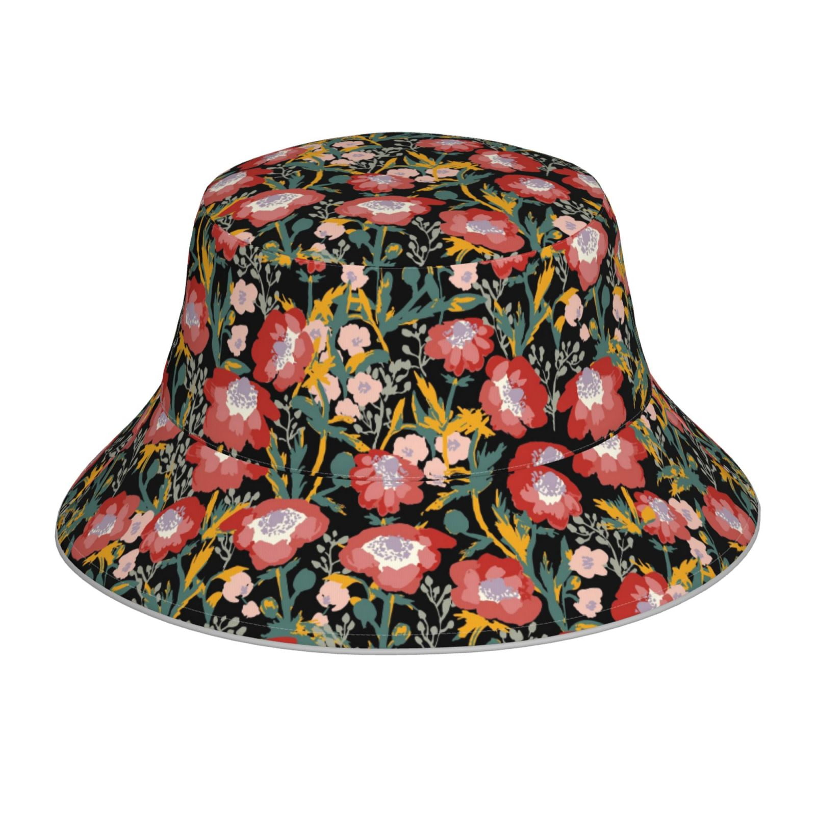 Balery Watercolor Red Wildflowers Sun Hats for Men Women Bucket Hat UPF ...
