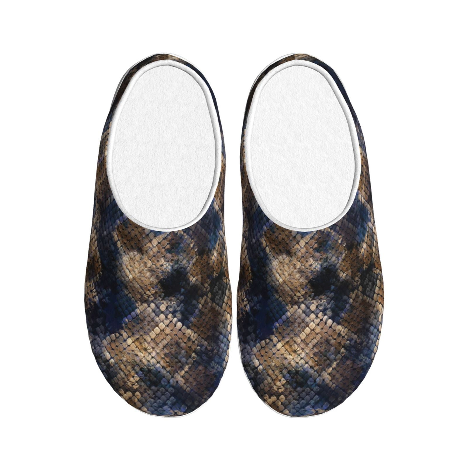 Balery Watercolor Snake Skin Pattern Women's Fuzzy Memory Foam Slippers ...