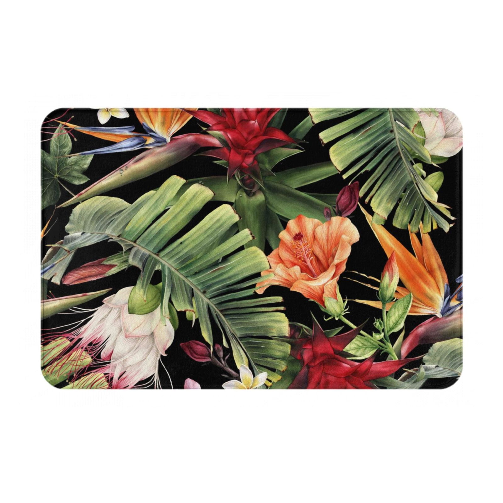 Balery Watercolor Tropical Flowers Doormat, Durable Flannel Fabric ...