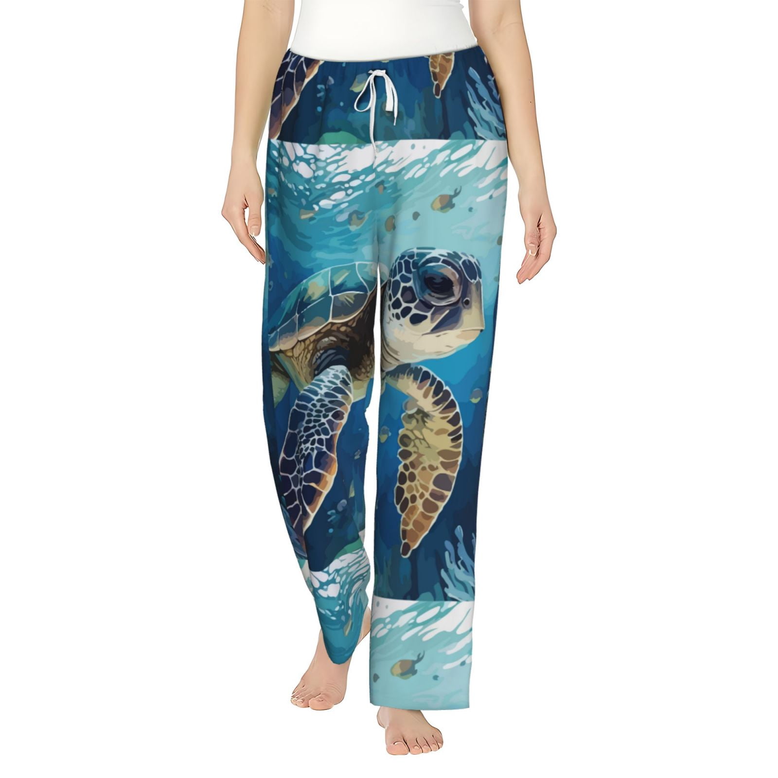 Balery Watercolor Turtle print Women's Pajama Pants,Ultra Lightweight ...