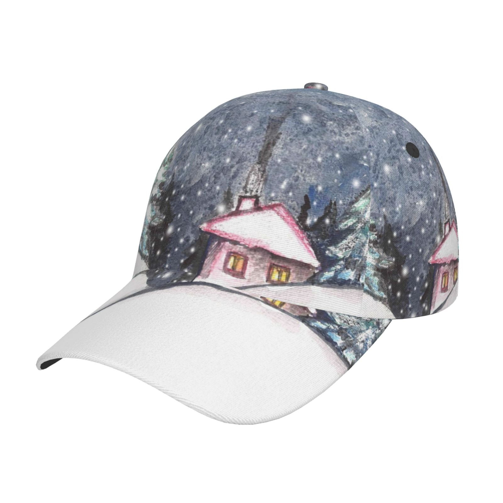 Balery Watercolor Winter Landscape For Christmas Baseball Cap For Women ...