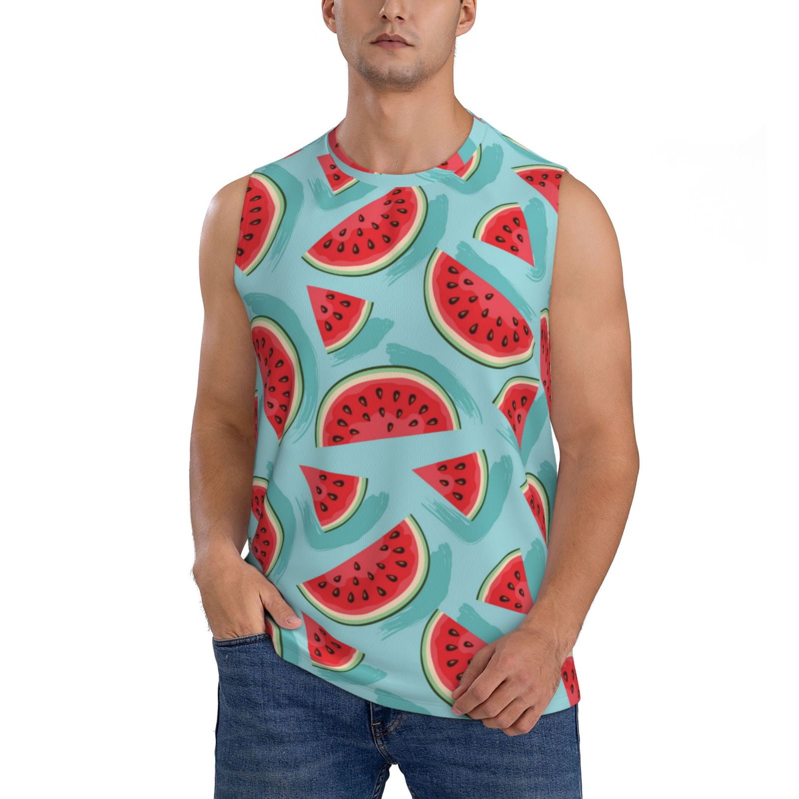 Balery Watermelon Men's Sleeveless Muscle Shirts Workout Tank Top ...