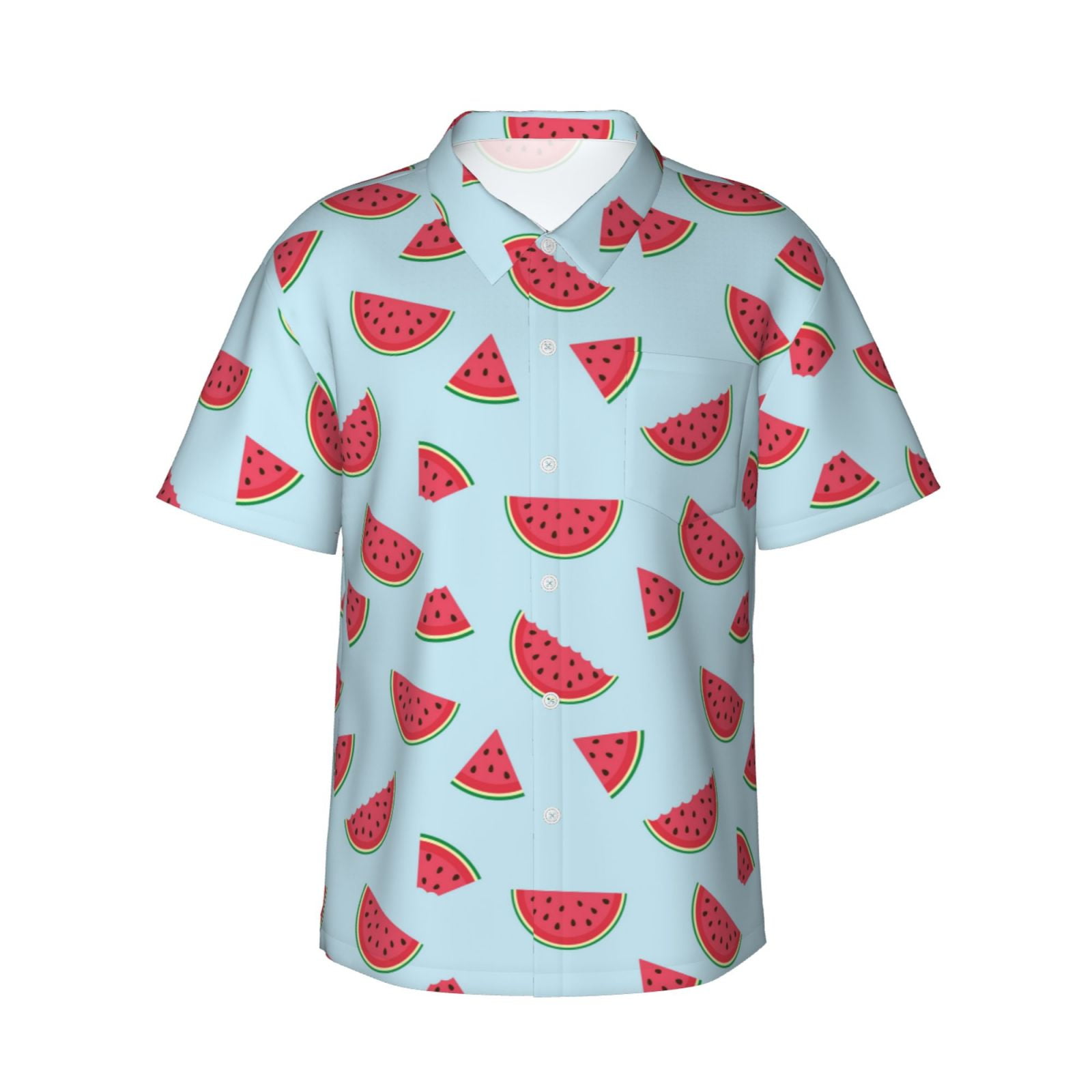Balery Watermelon Print Men's Hawaiian Shirts Short Sleeve Beach Shirt ...