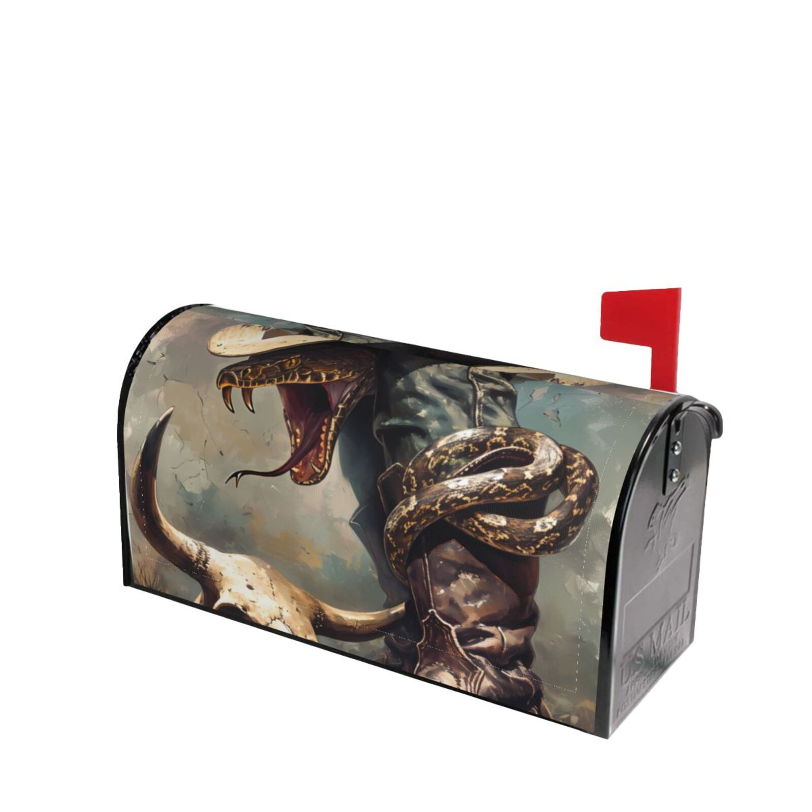 Balery Western Cowboy Snake Ram Skull Mailbox Cover - Standard Size ...