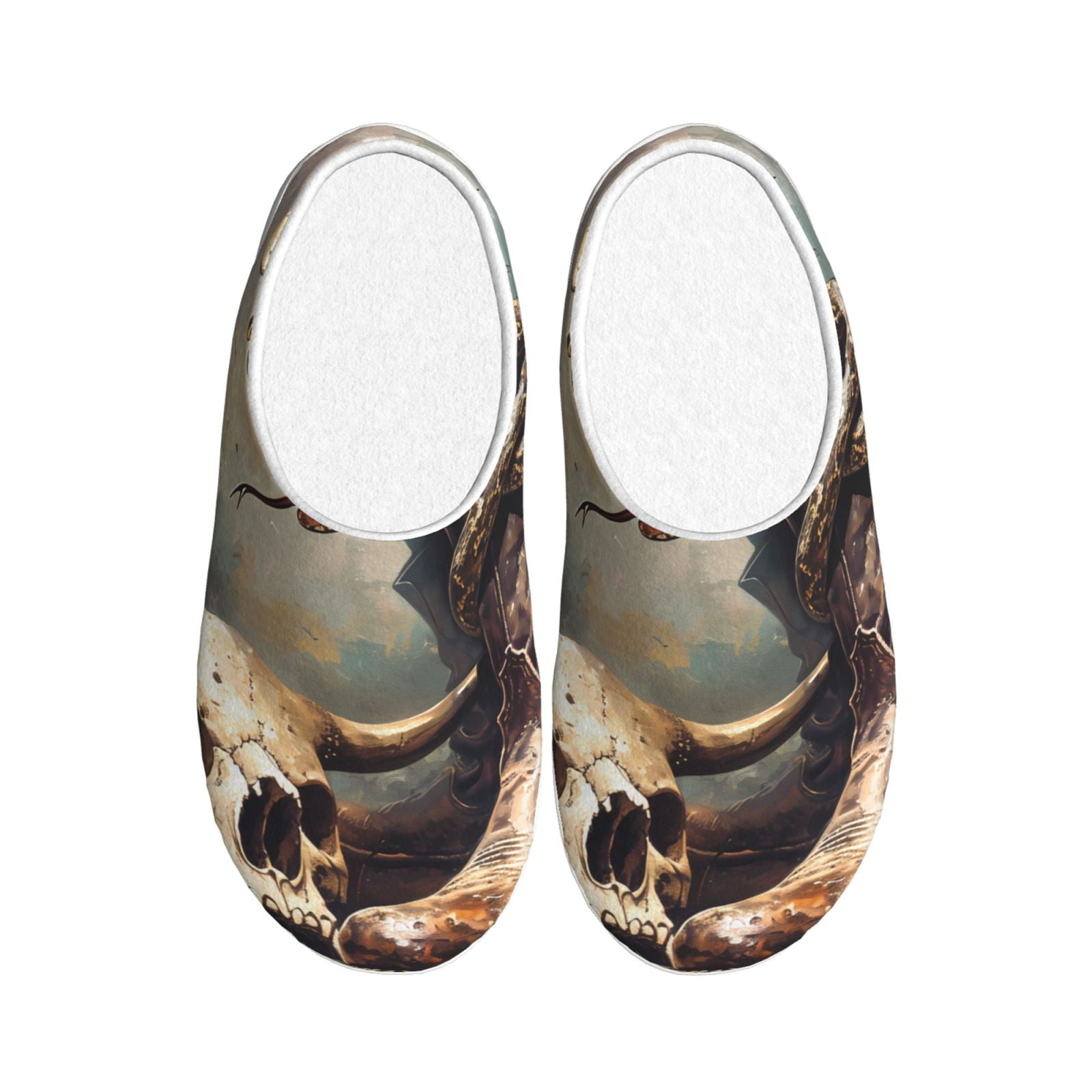 Balery Western Cowboy Snake Ram Skull Pattern Women's Fuzzy Memory Foam ...