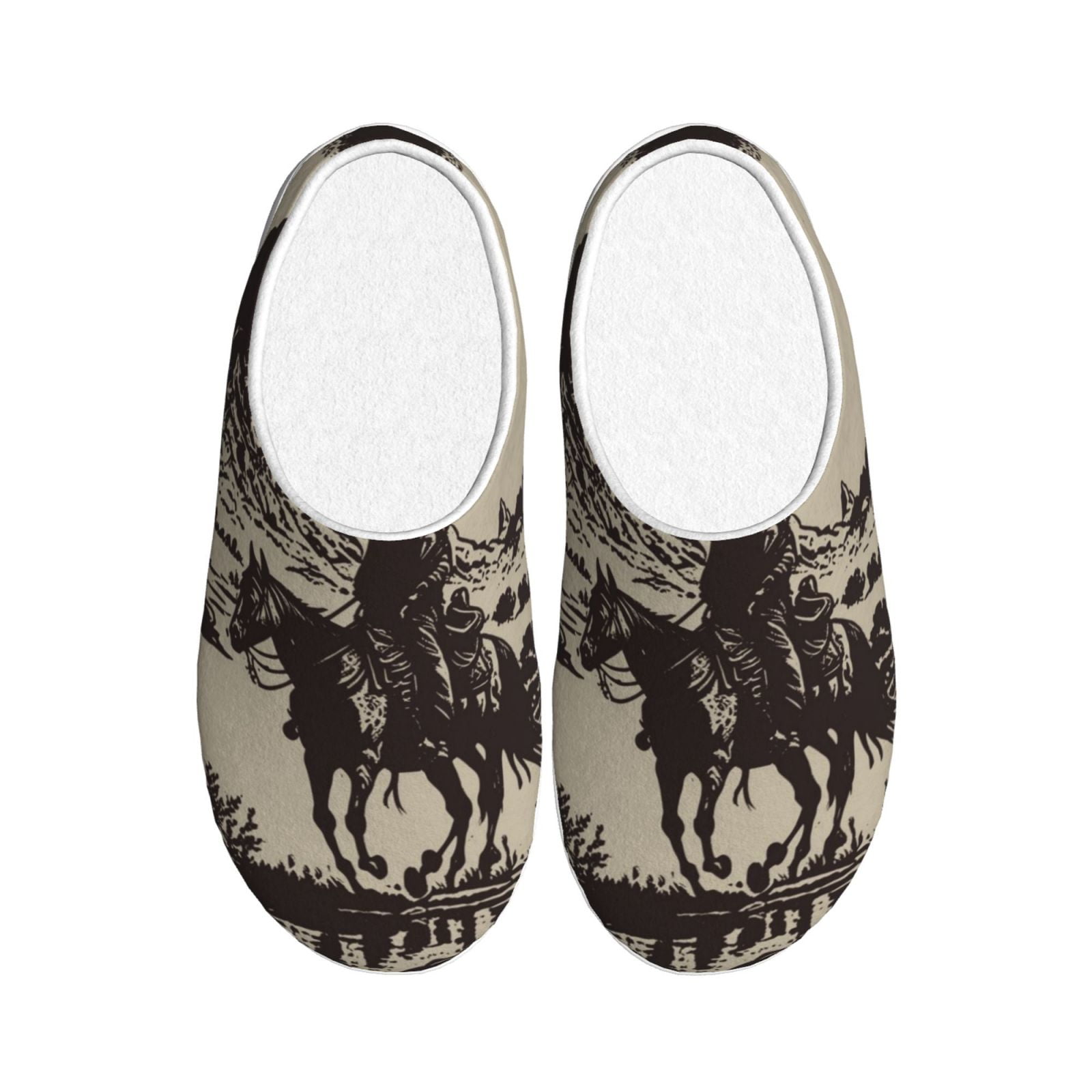 Balery Western Desert Cowboy Pattern Women's Fuzzy Memory Foam Slippers ...