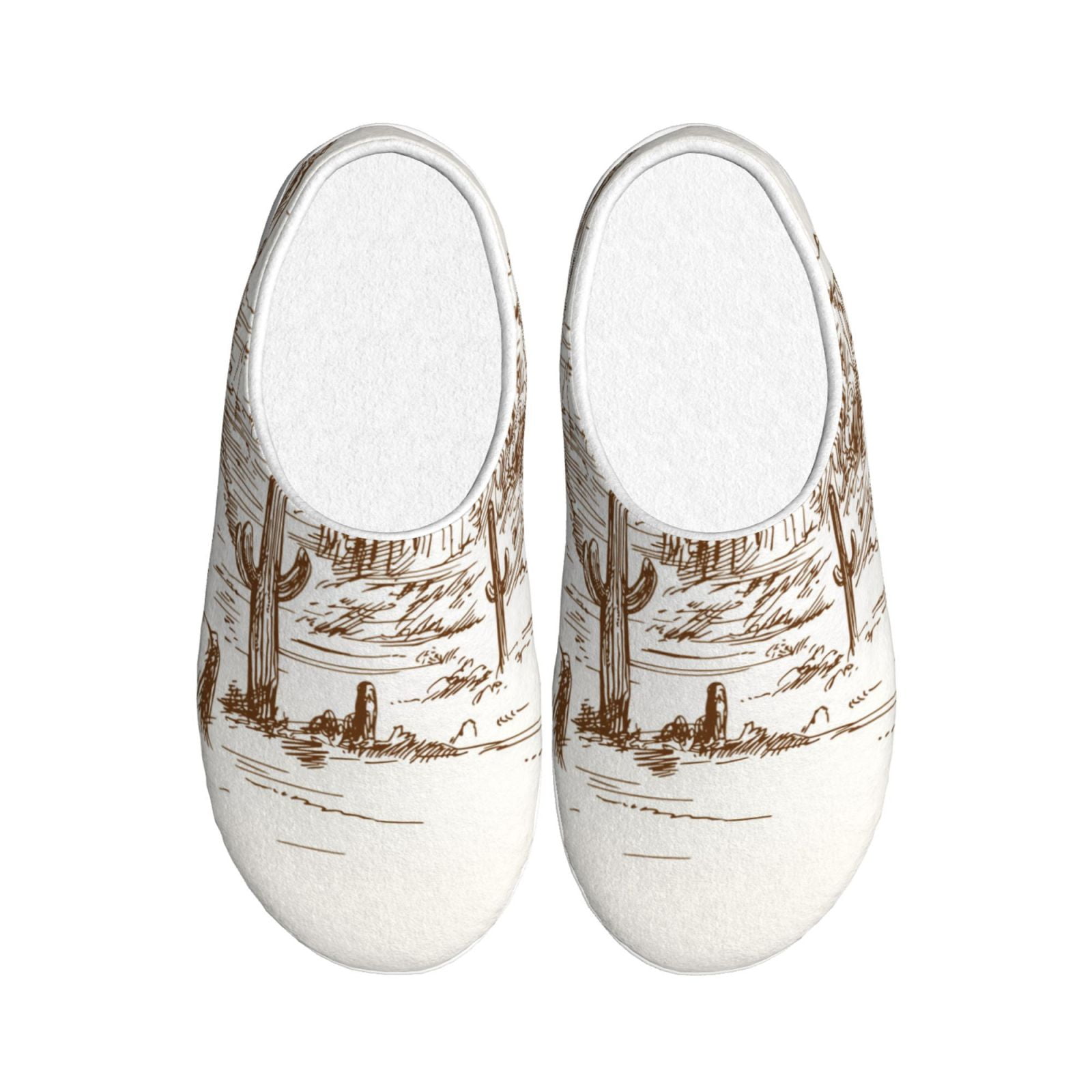 Balery Western Desert Cowboys Pattern Women's Fuzzy Memory Foam ...