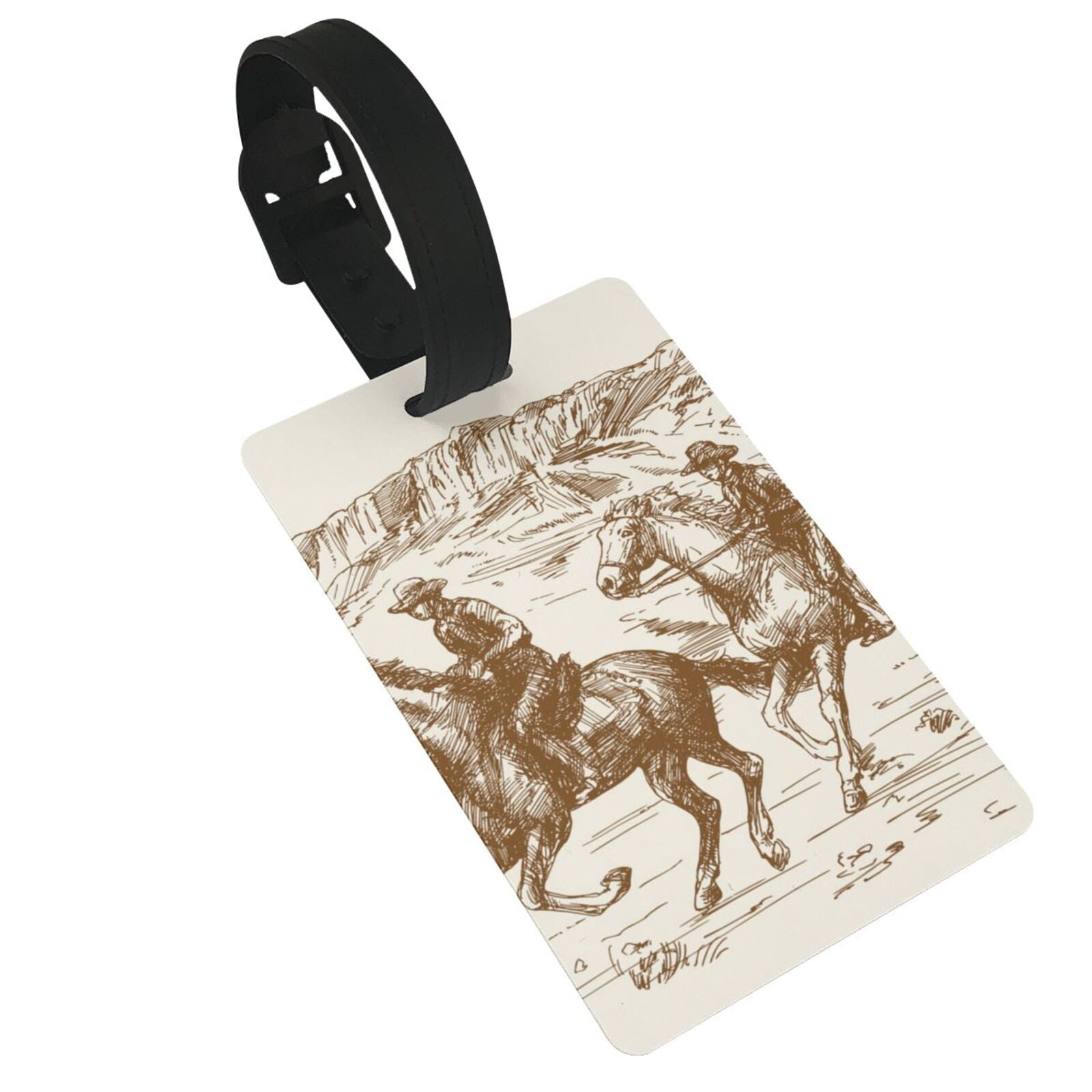 Balery Western Desert Cowboys1 Print Durable Luggage Tags with Secure ...