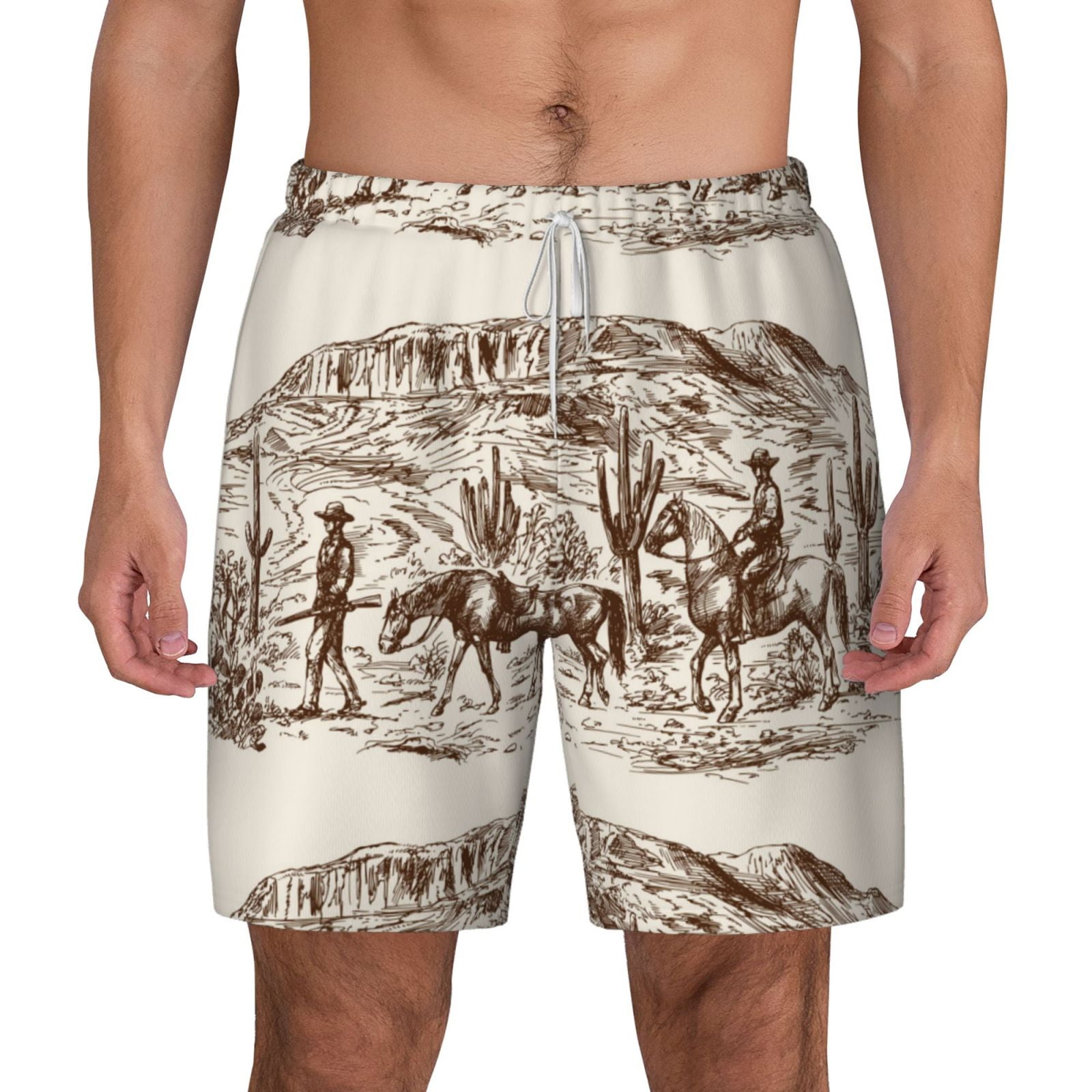 Balery Western Desert Cowboys2 Mens Swim Trunks Swim Shorts for Men ...