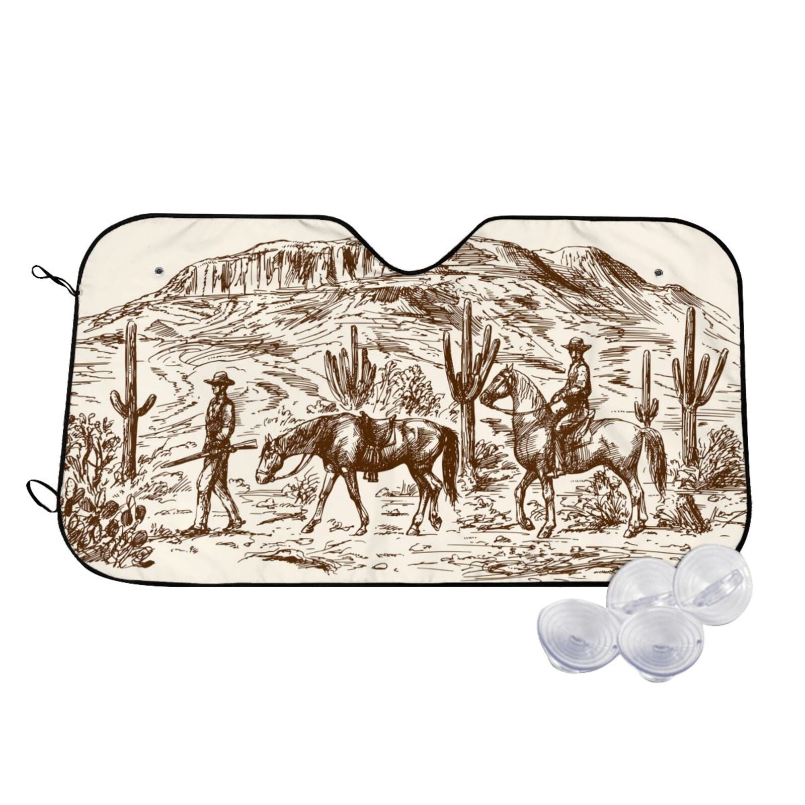 Balery Western Desert Cowboys2 Print Car Windshield Sun Shade ...