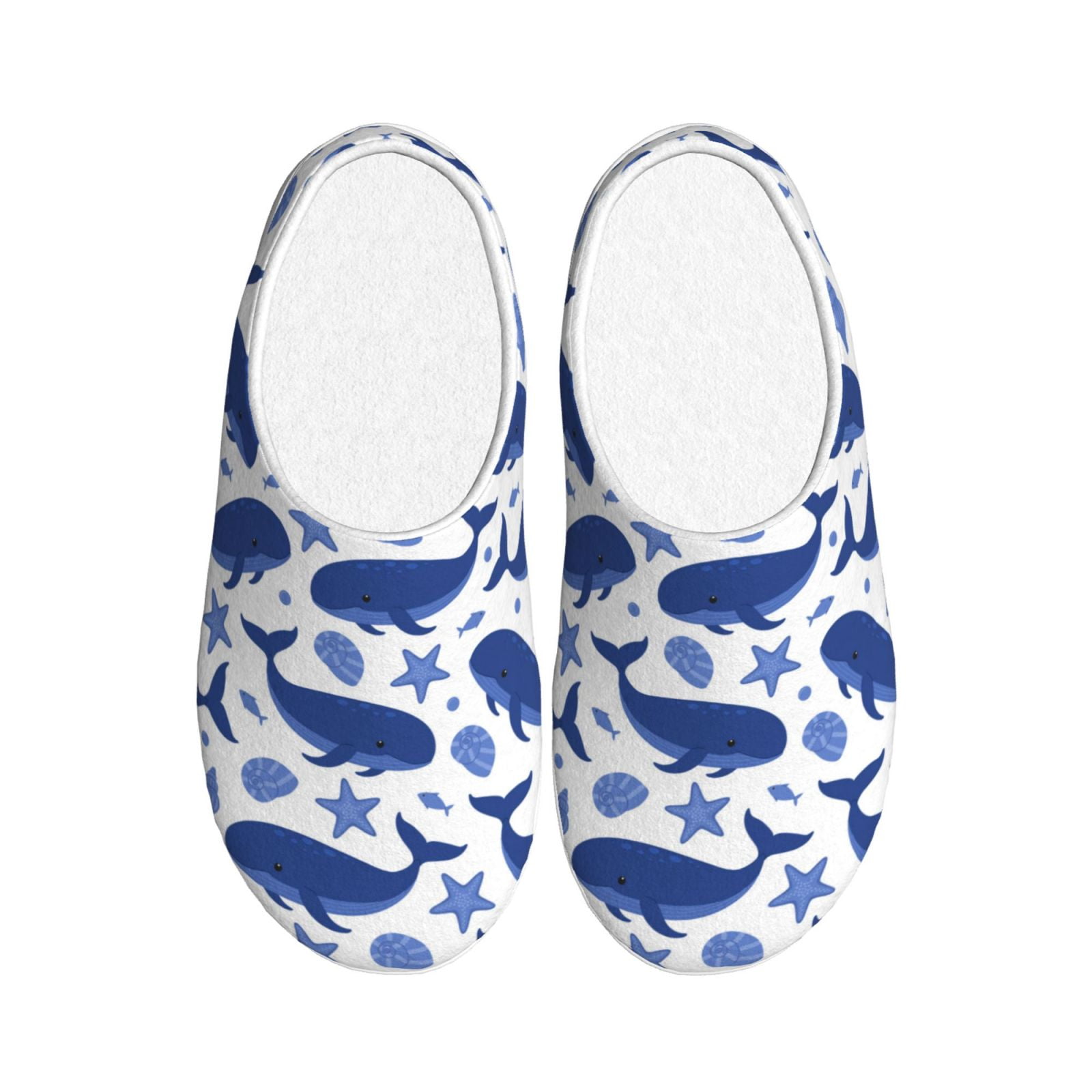 Balery Whale Pattern Women's Fuzzy Memory Foam Slippers Fluffy Winter ...