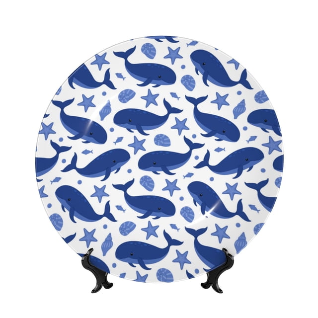 Balery Whale Print Bone China Decorative Plate Ceramic Dinner Plates ...