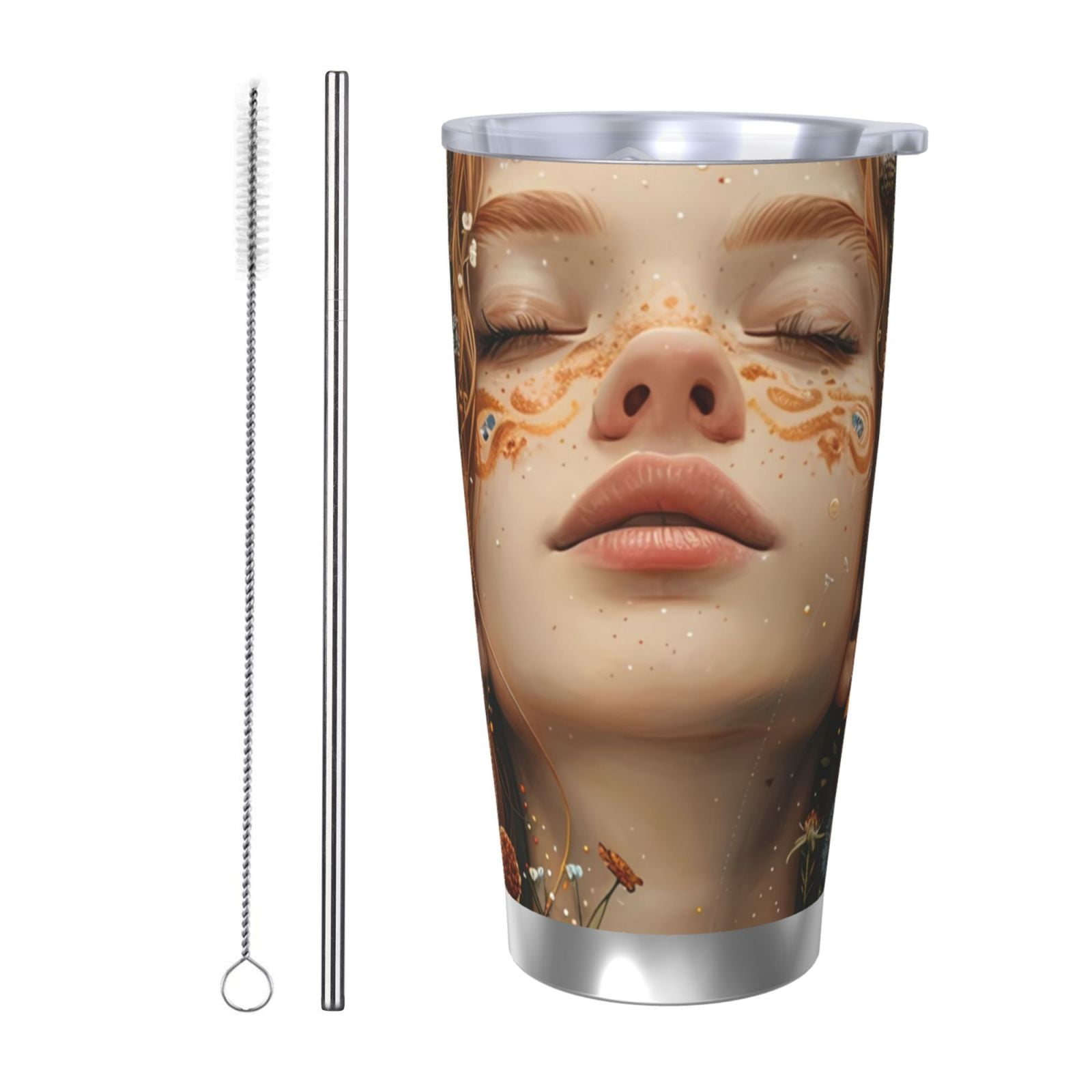 Balery Whimsical Flower Crown Maiden Pattern 20oz Insulated Car Cup ...