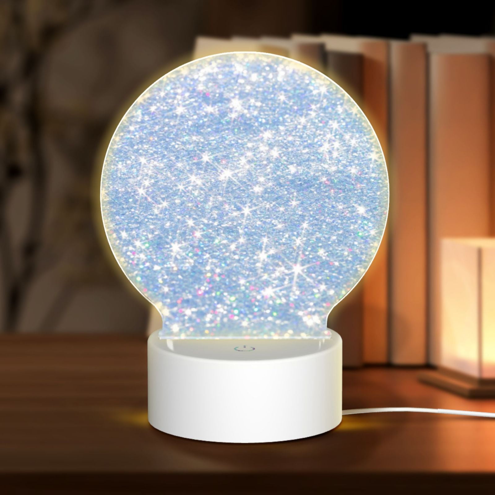 Balery White Bule Glitter Pattern Acrylic Night Light Gift with 3 Color ...