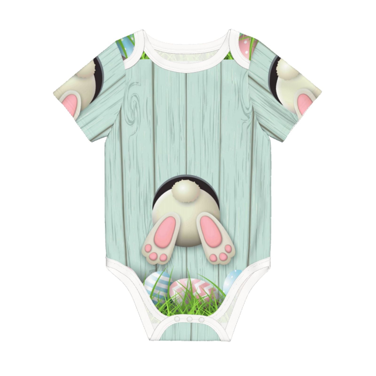 Balery White Bunny Bottom And Easter Eggs Pattern Baby Climbing Clothes ...